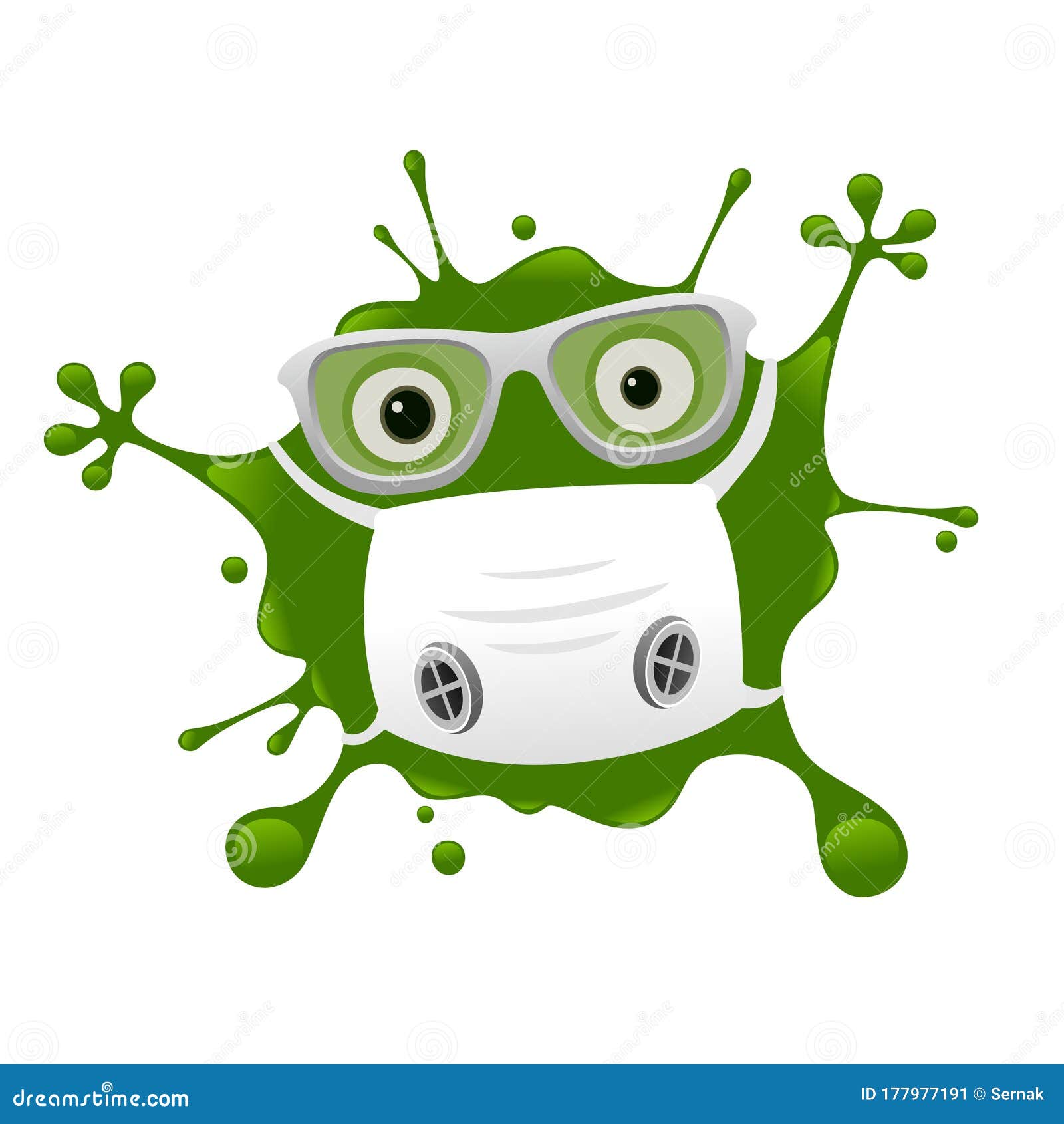 Vector Green Virus Splash Protected with Medical Mask Stock Vector ...