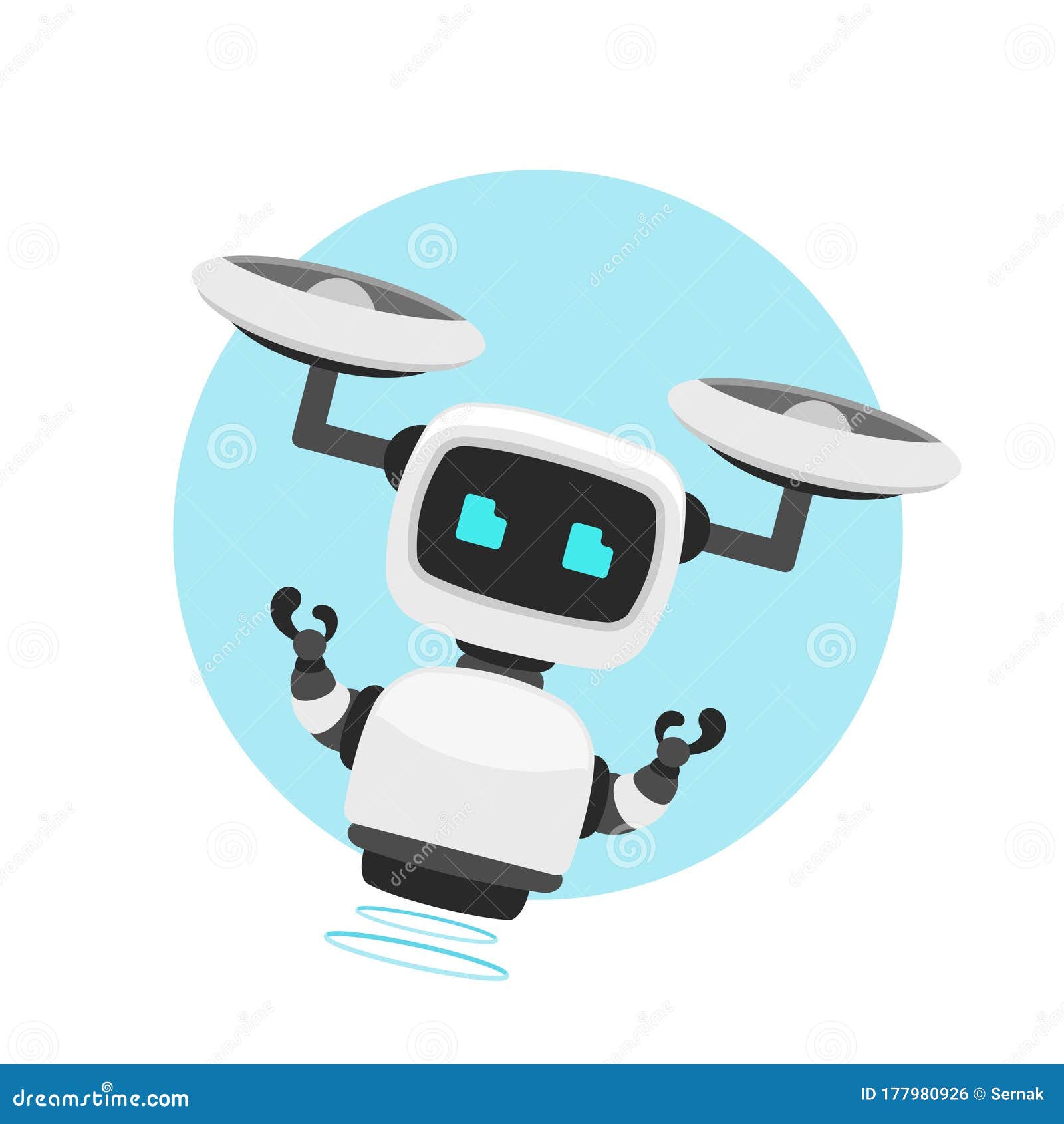 Drone Robot Character Flying Stock Vector - Illustration of network ...