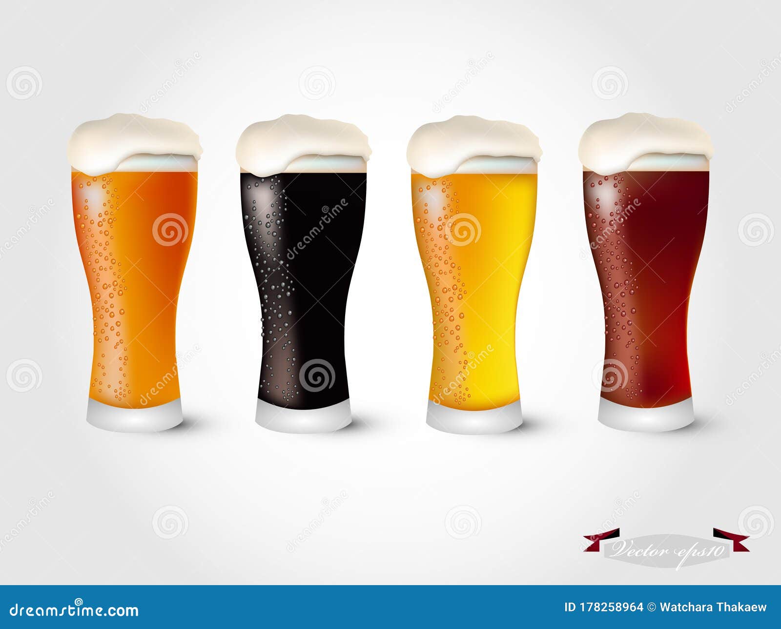 Glass of Beer Topping with Beer Foam Stock Illustration - Illustration ...