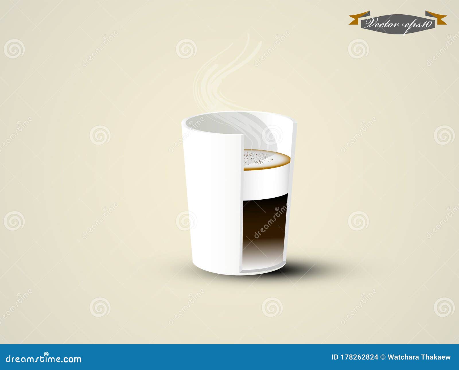 Latte Coffee Cup in Cross Section View Stock Illustration ...