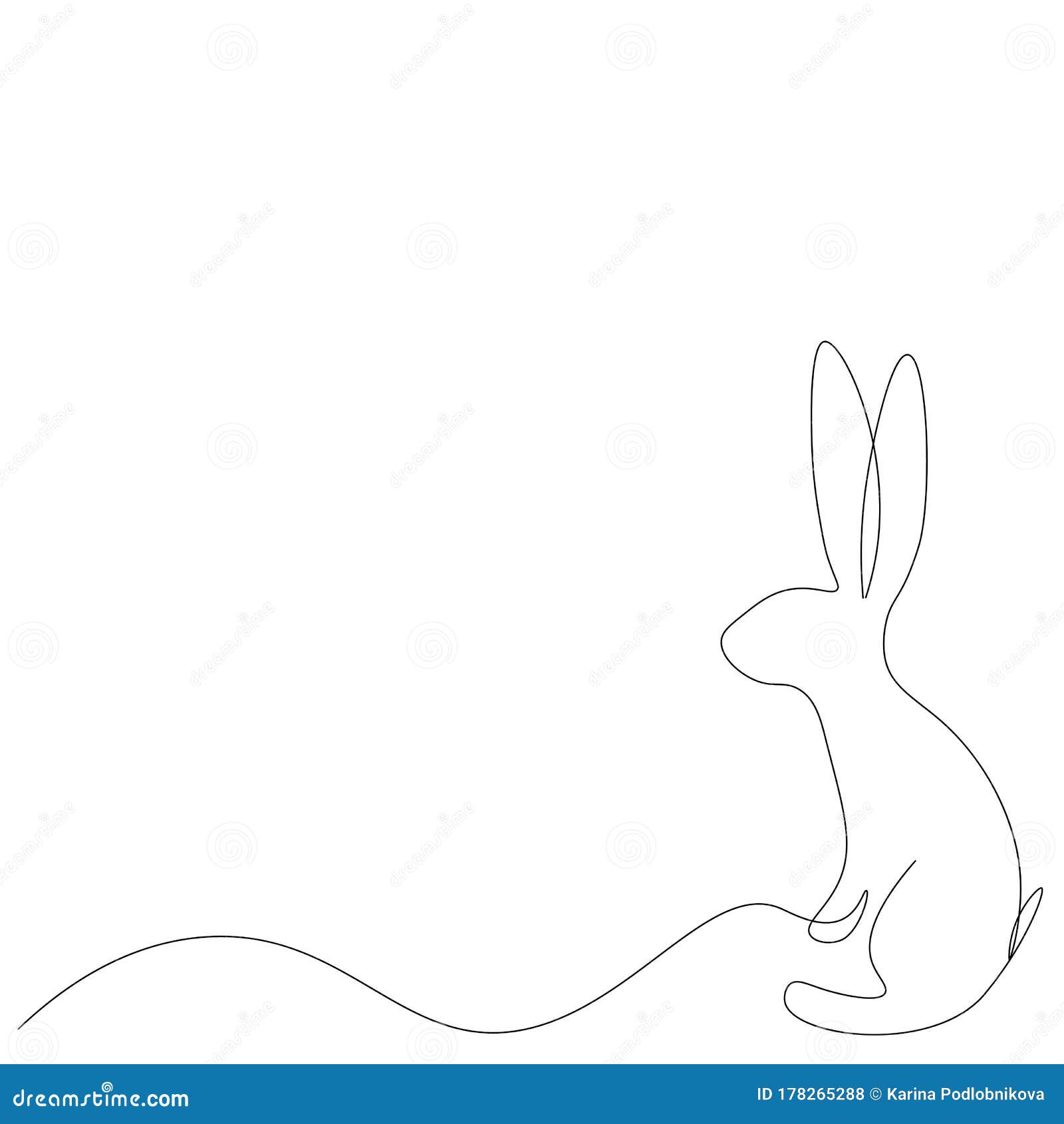 Easter Bunny Rabbit Line Drawing. Vector Stock Vector - Illustration of ...