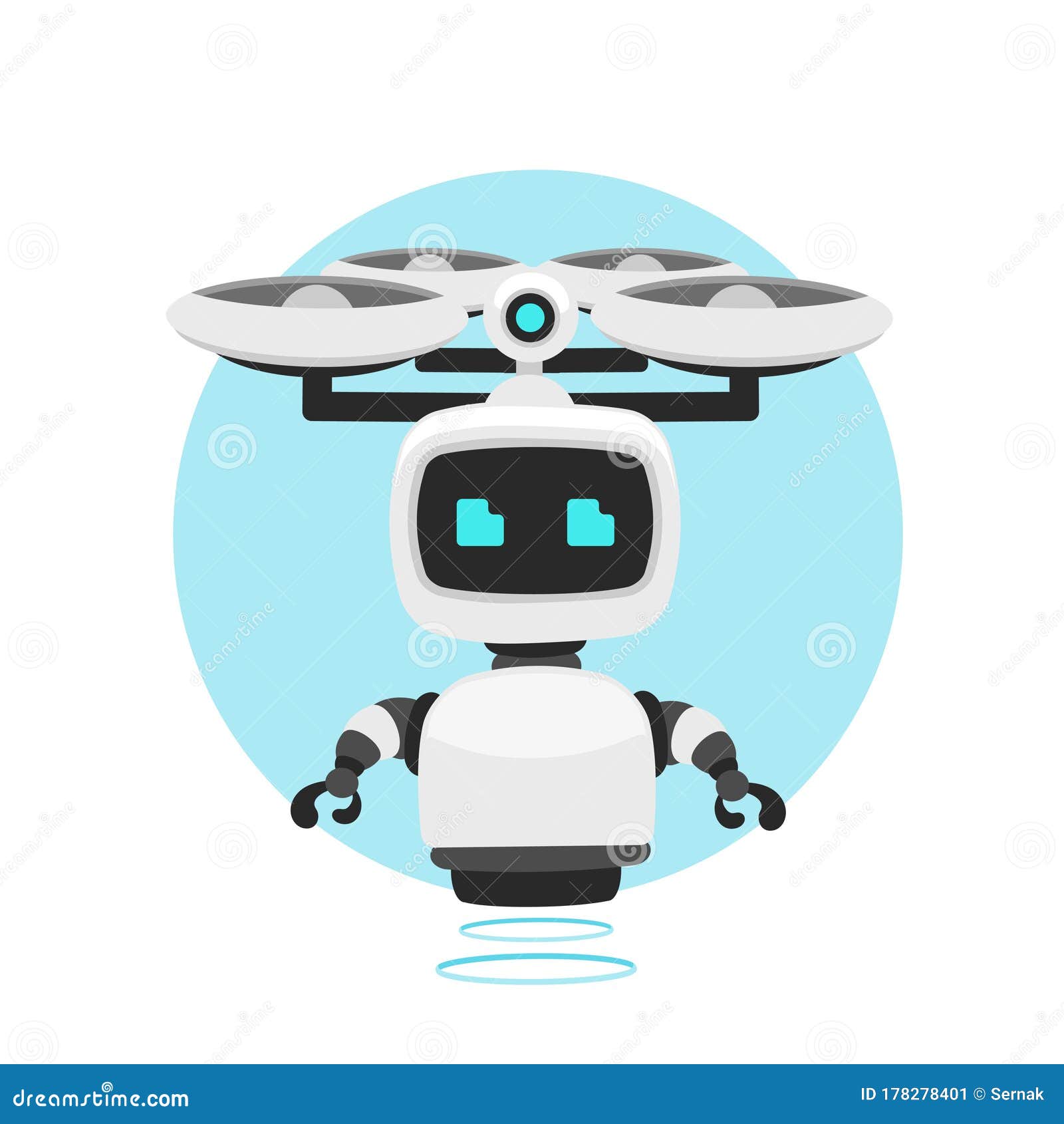 Vector Cute Drone Robot Flying Character Stock Vector - Illustration of ...