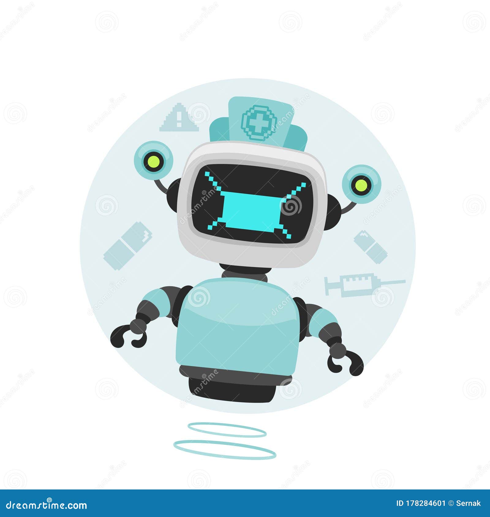 Doctor Robot, Modern Healthcare Technology Flat Style Vector ...