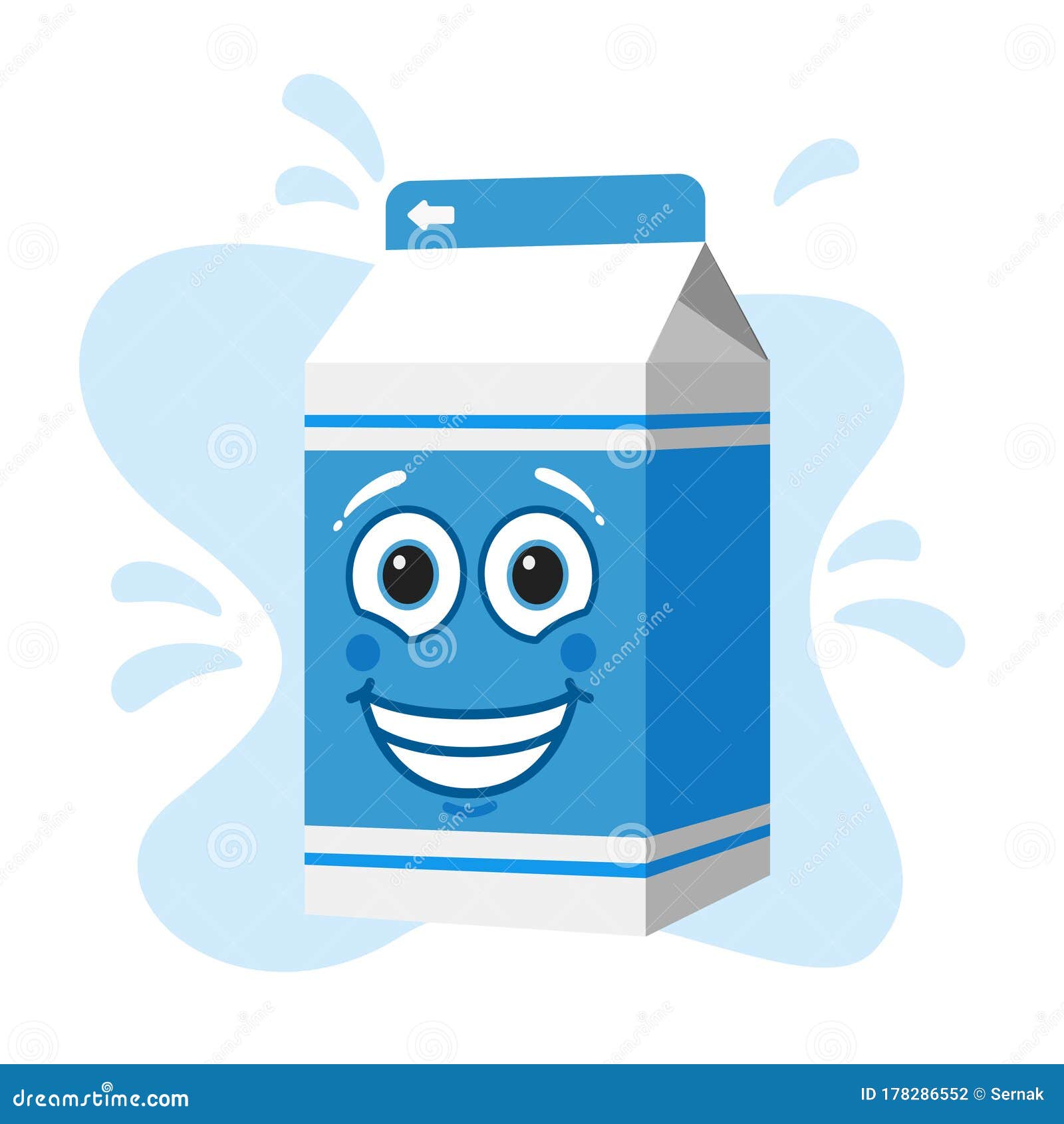 Vector Cartoon Happy Milk Box Character Stock Vector - Illustration of ...
