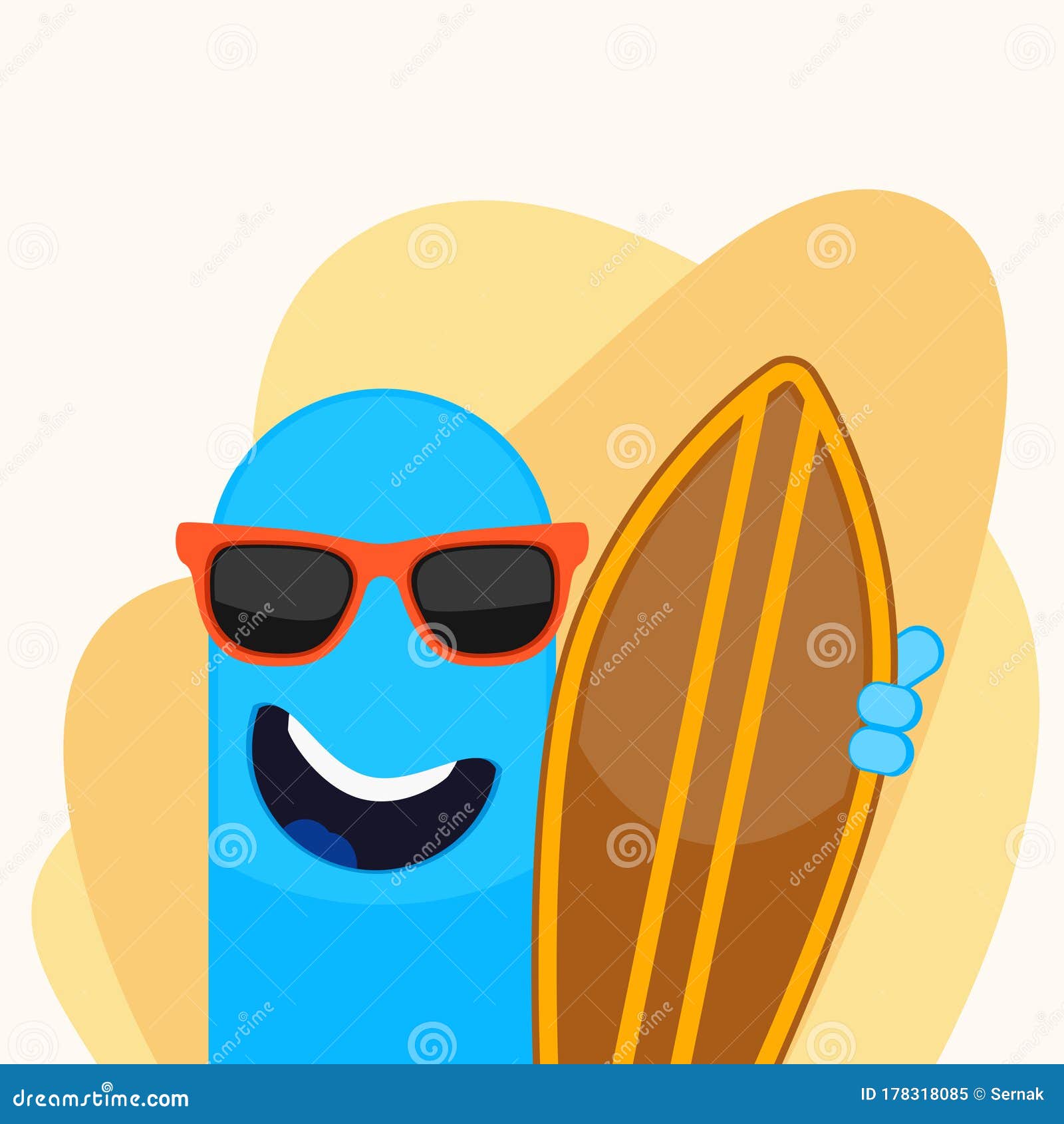Vector Funny Surfer Character with Surf Board Stock Vector ...