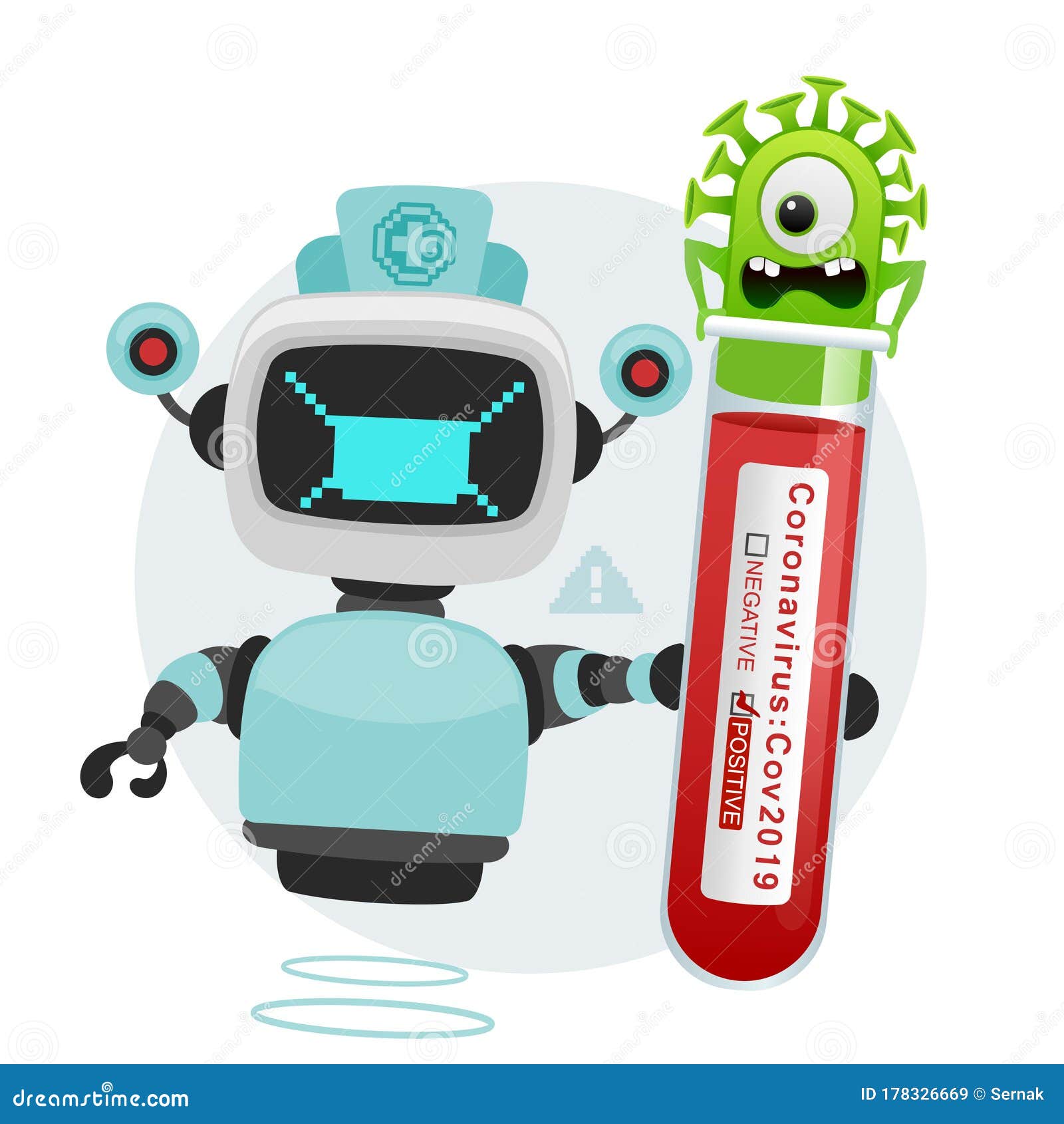 Vector Doctor Robot with Covid-19 Virus Character Stock Vector ...