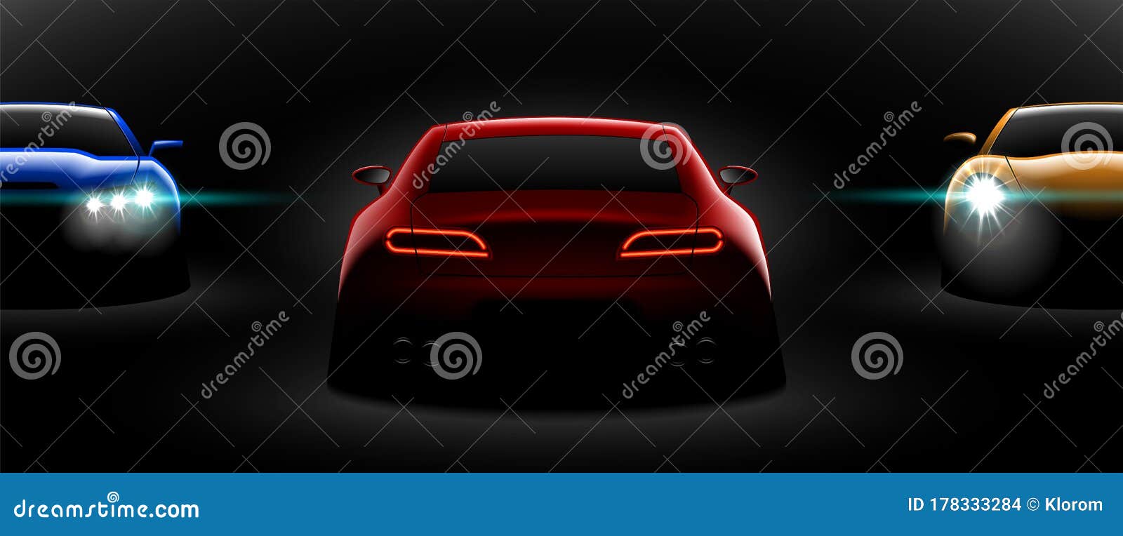 Realistic Car Headlights. Bright Round Cars Headlight, Front Light ...