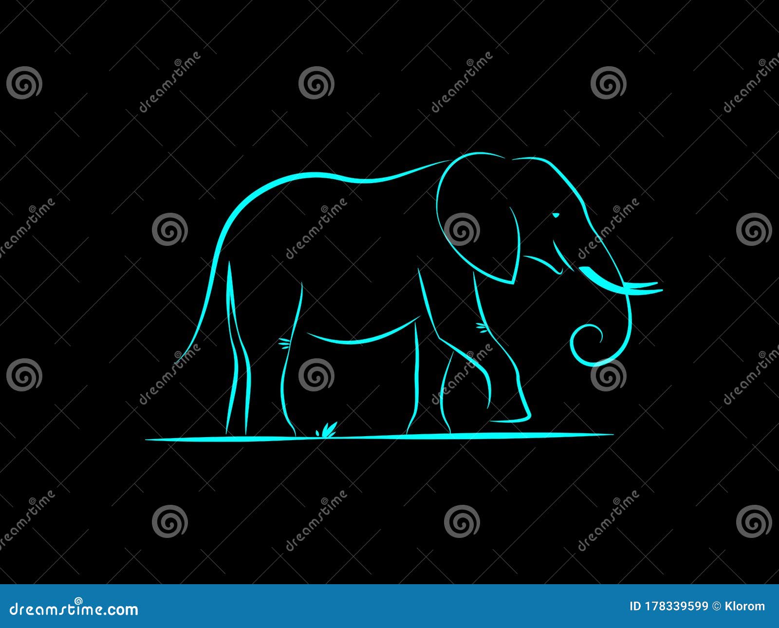 Simple Silhouette Contour Elephant Animal Stock Vector - Illustration ...