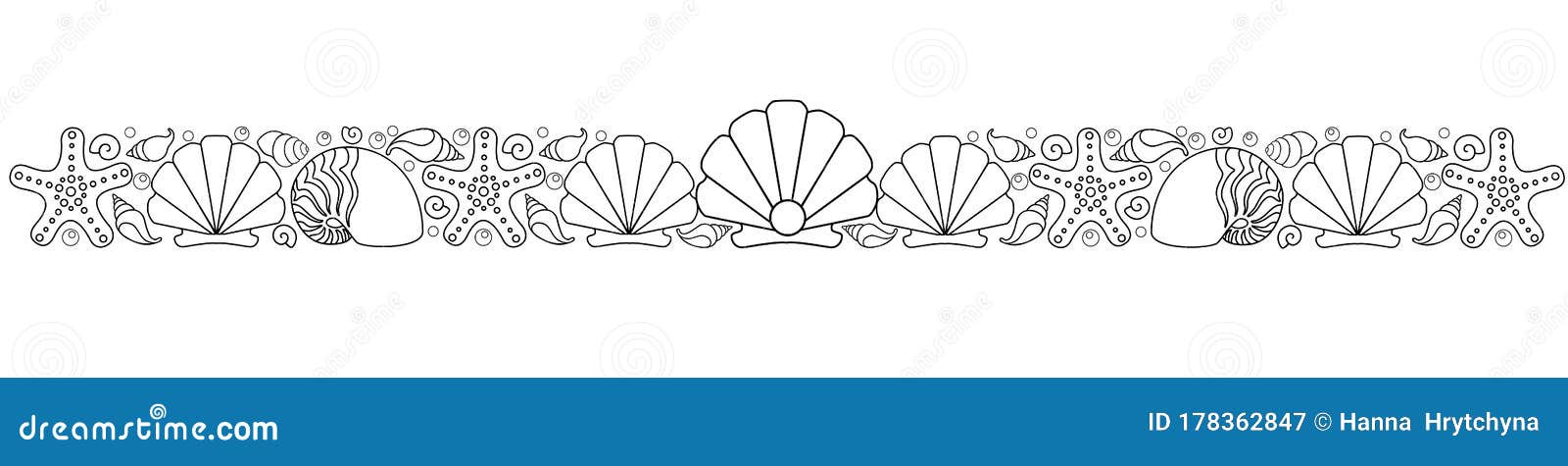 Marine Vector Divider For Coloring Book. The Border Is A Separator Made ...