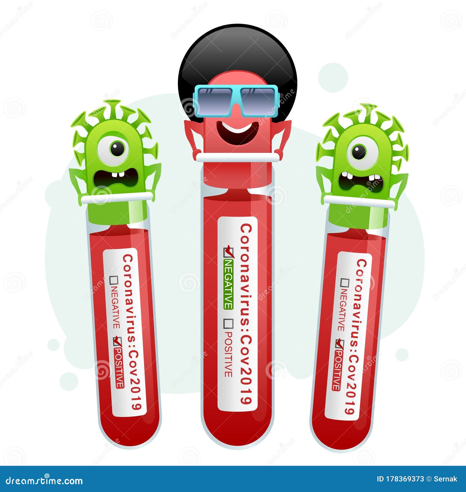 Vector Cartoon Test Tube Characters with Covid-19 Virus Stock Vector ...