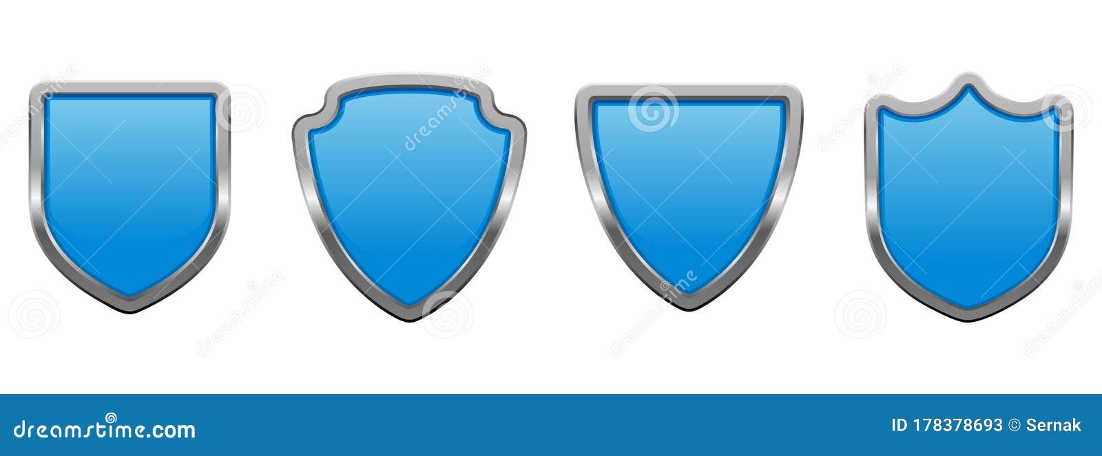 Blue Protection Shield Vector Set Stock Vector - Illustration of ...