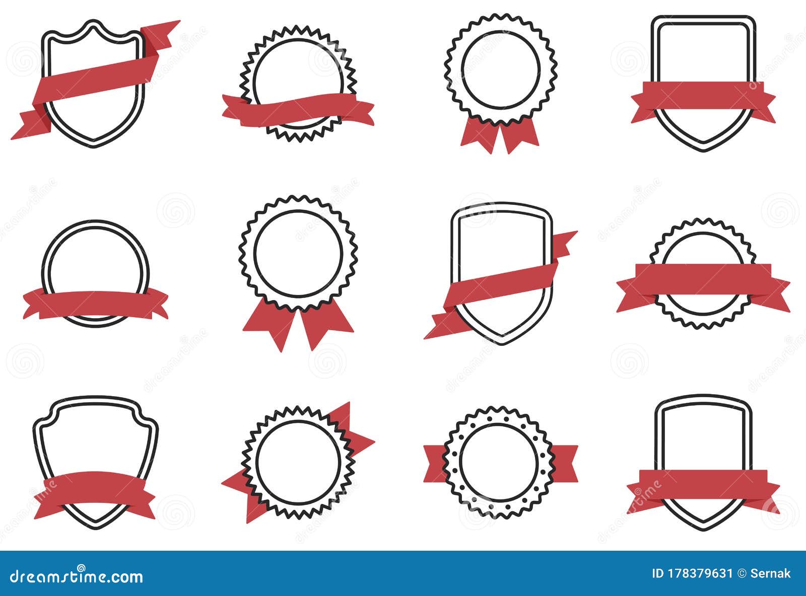 Badge and Label with Ribbons Isolated Vector Icons. Stock Vector ...