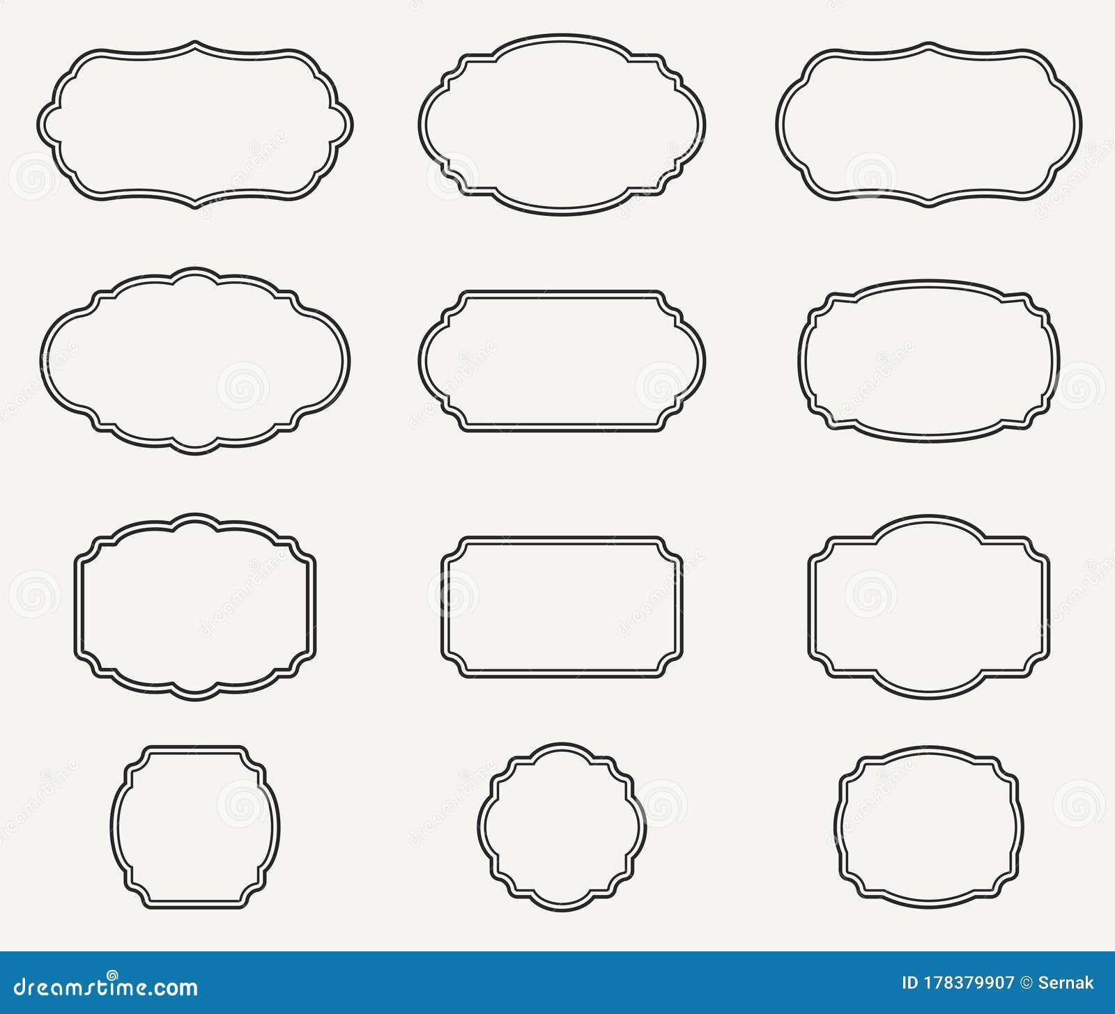 Vintage Frames Set Collection Stock Vector - Illustration of outline ...