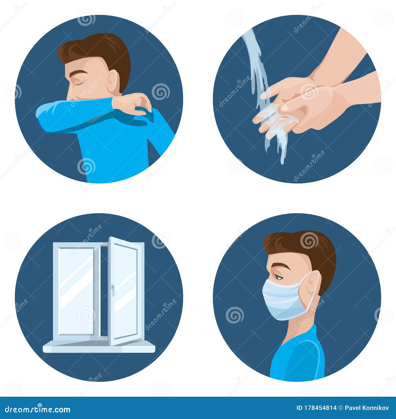 Precautions during Spread of Virus. Stock Vector - Illustration of male ...