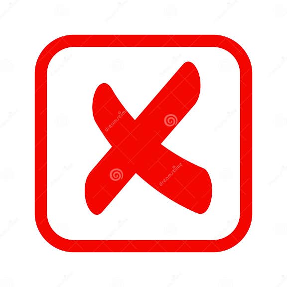 Check Mark Icon . Red Cross Flat Simbol X. Delete Icon Vector ...
