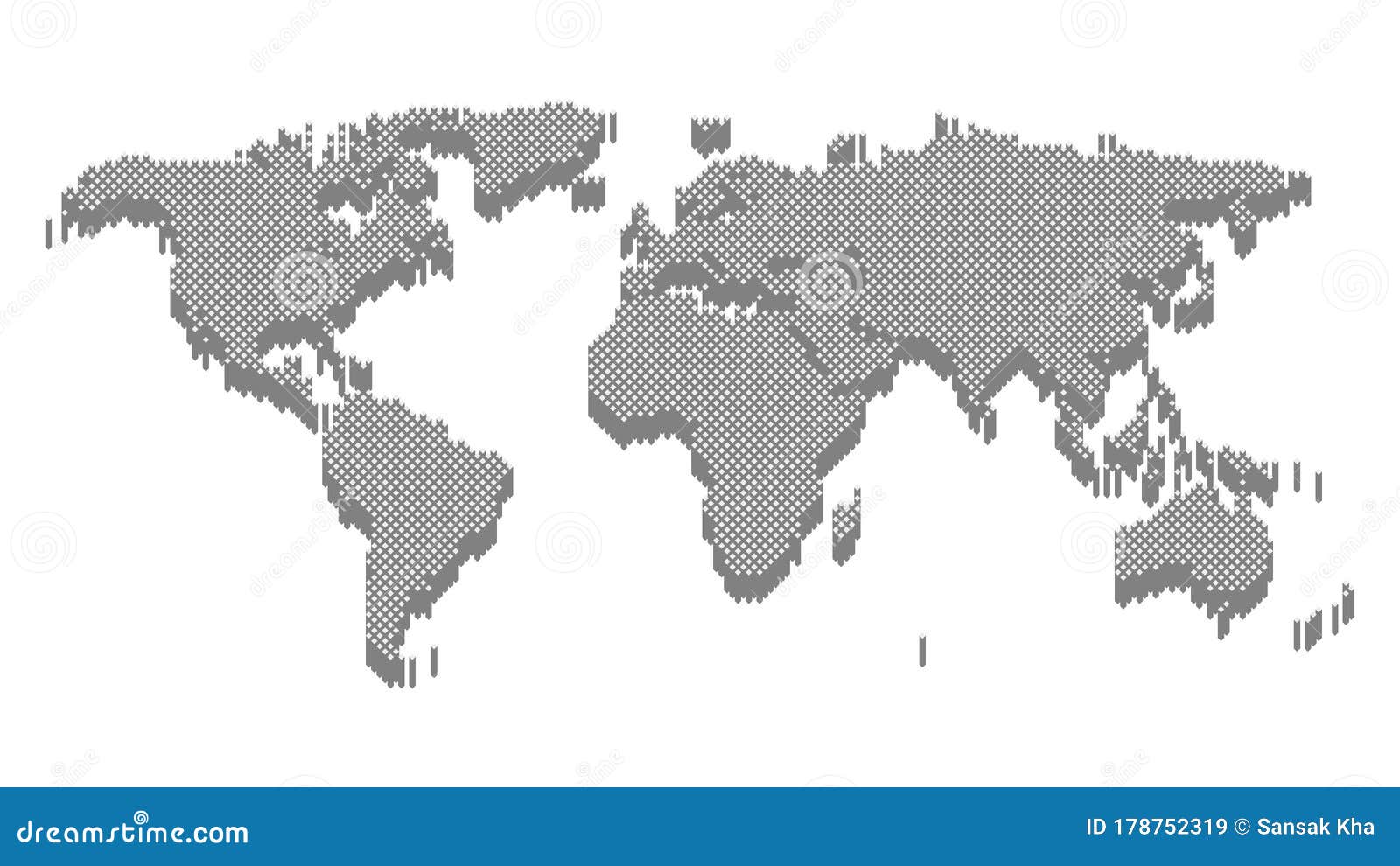 Gray World Dots Map in 3D. 3D Map of the World with Regional Boundaries ...
