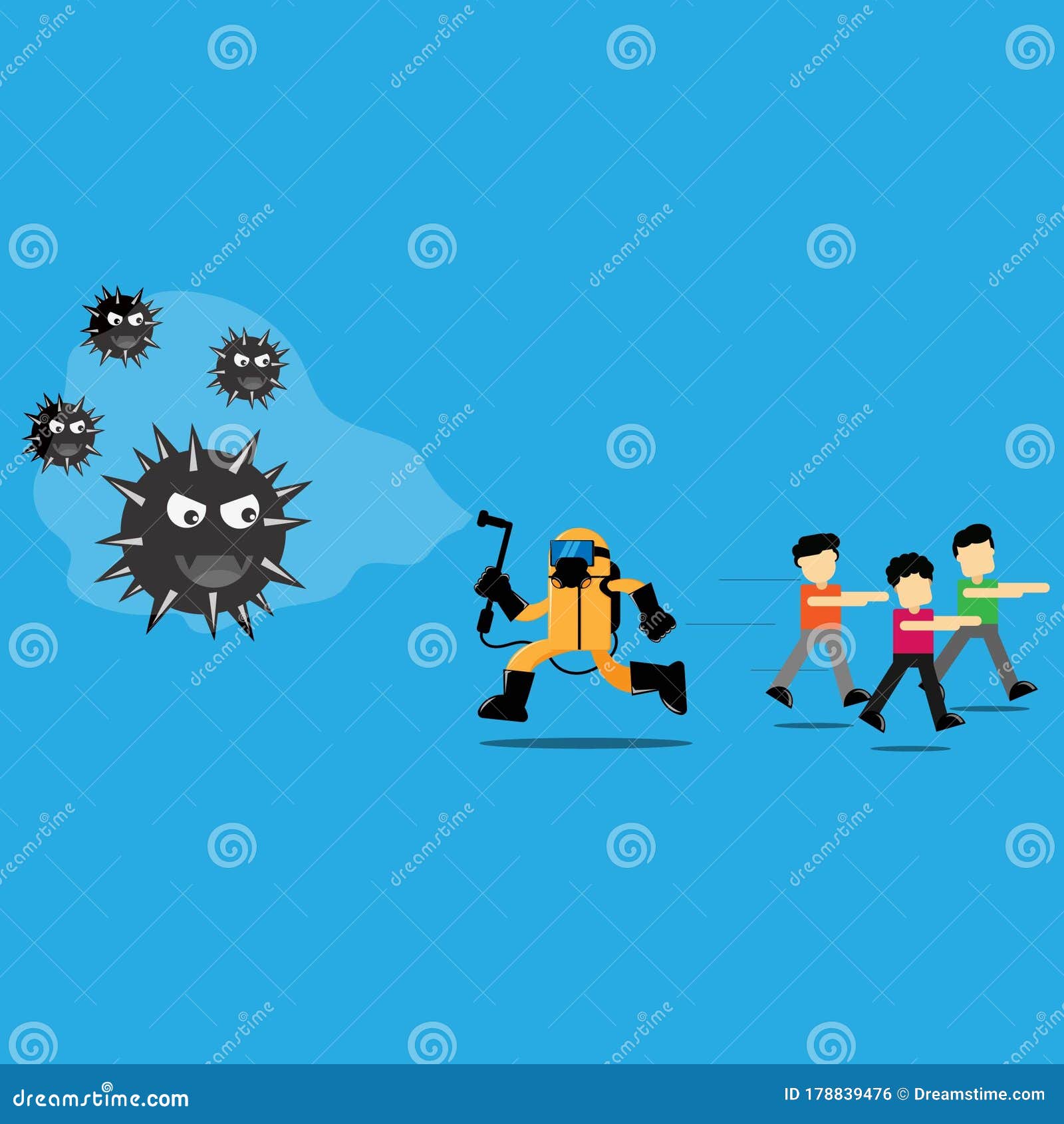 Vector Illustration of People Attacked by Virus Stock Vector ...