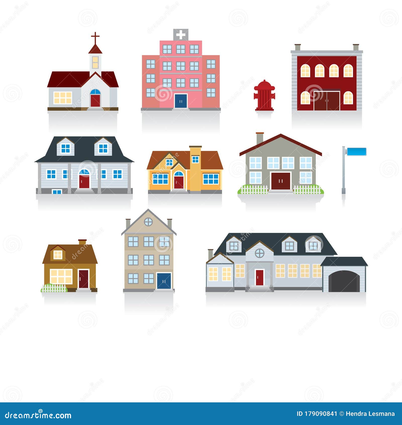 House Vector Flat Illustration / Home Flat Icon Set on White Background ...