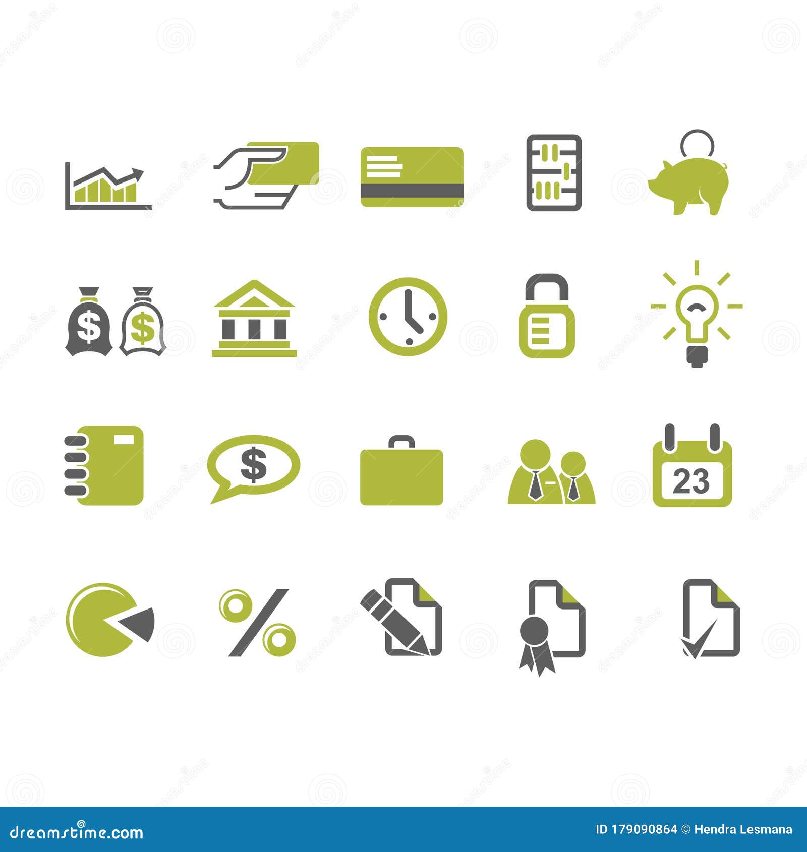 Business and Finance Web Icon Set. Web Icon Set. Green Icons Collection ...