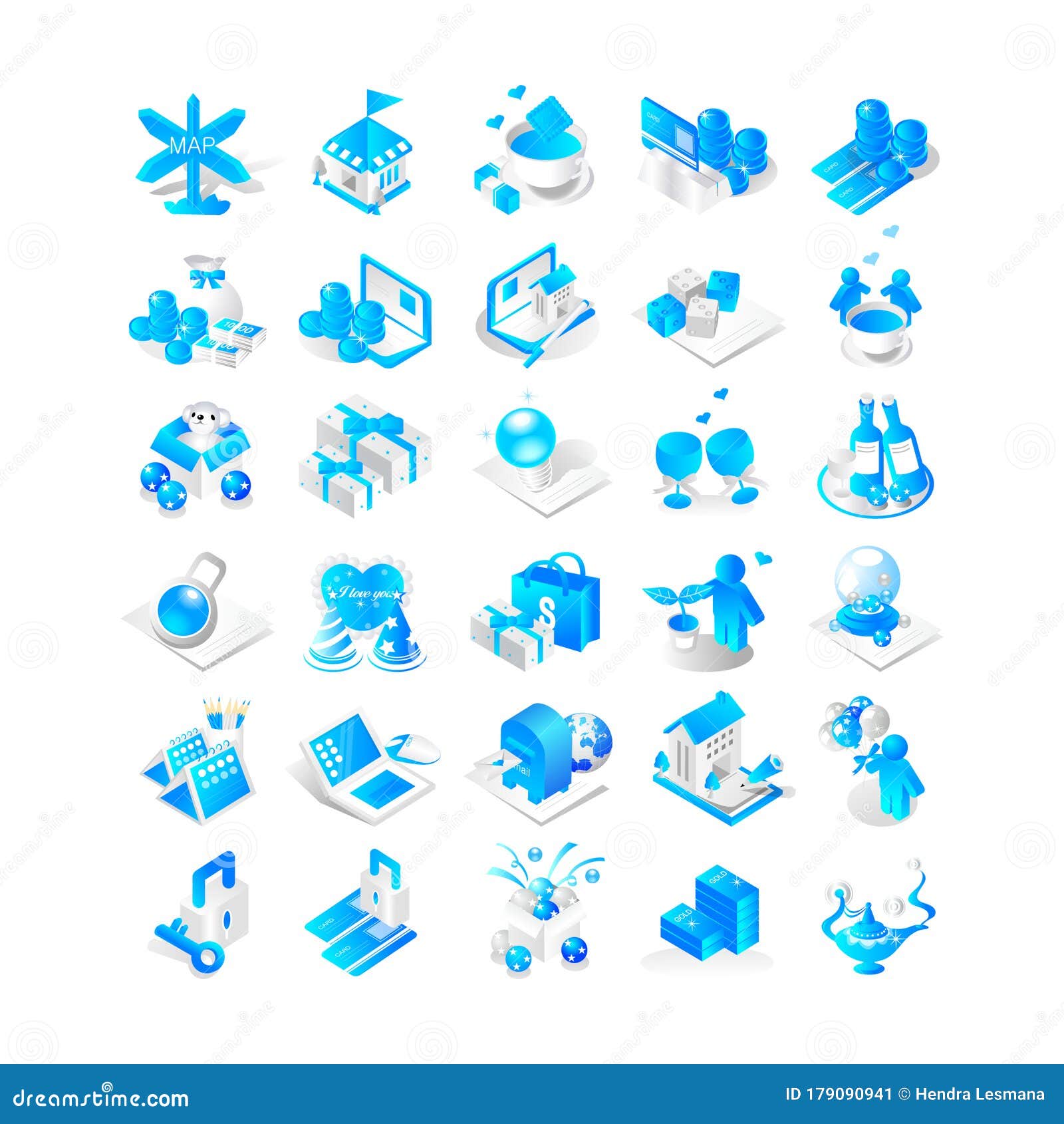 Illustration Vector Graphic of Set of Blue Icons for Web. Stock Vector ...