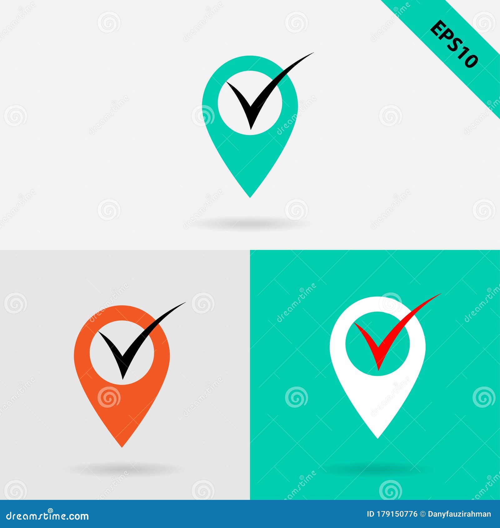 Check Mark Logo in Map Marker Icon Stock Illustration - Illustration of ...