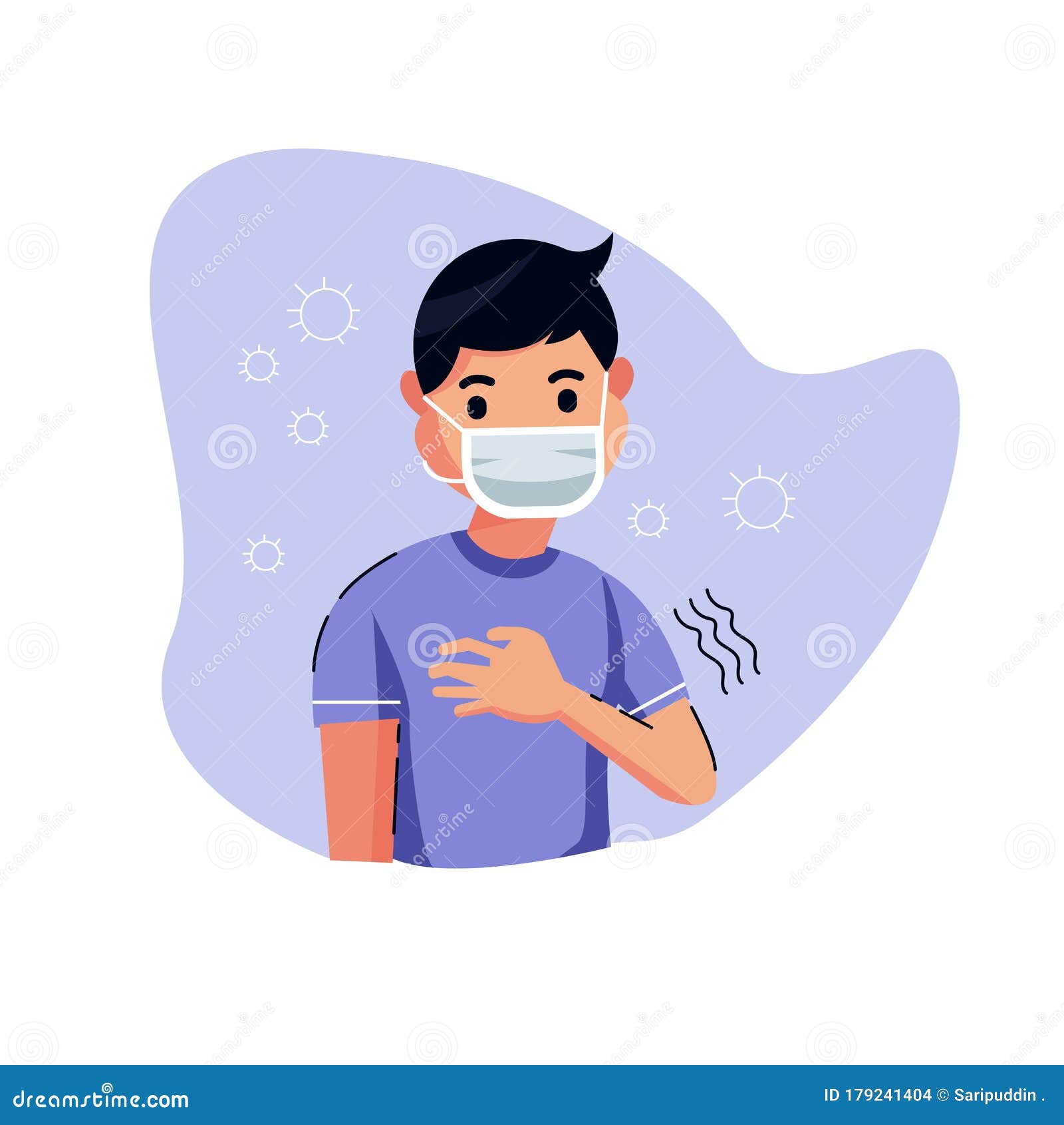 Man face with flu mask stock vector. Illustration of medicine - 179241404