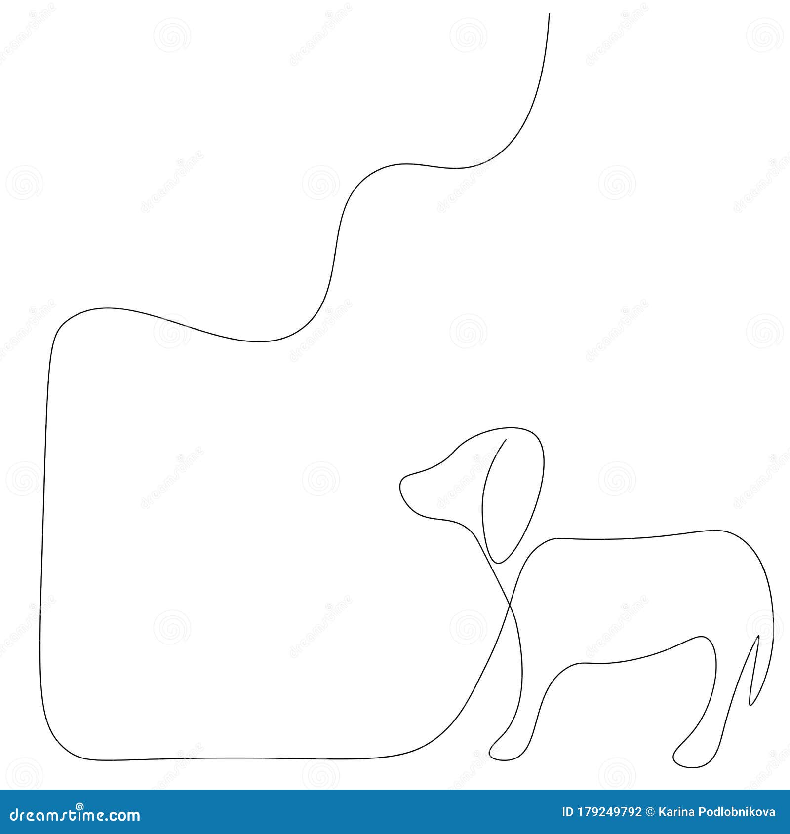 Cute Puppy Dog Near Tree Line Drawing. Vector Stock Vector ...