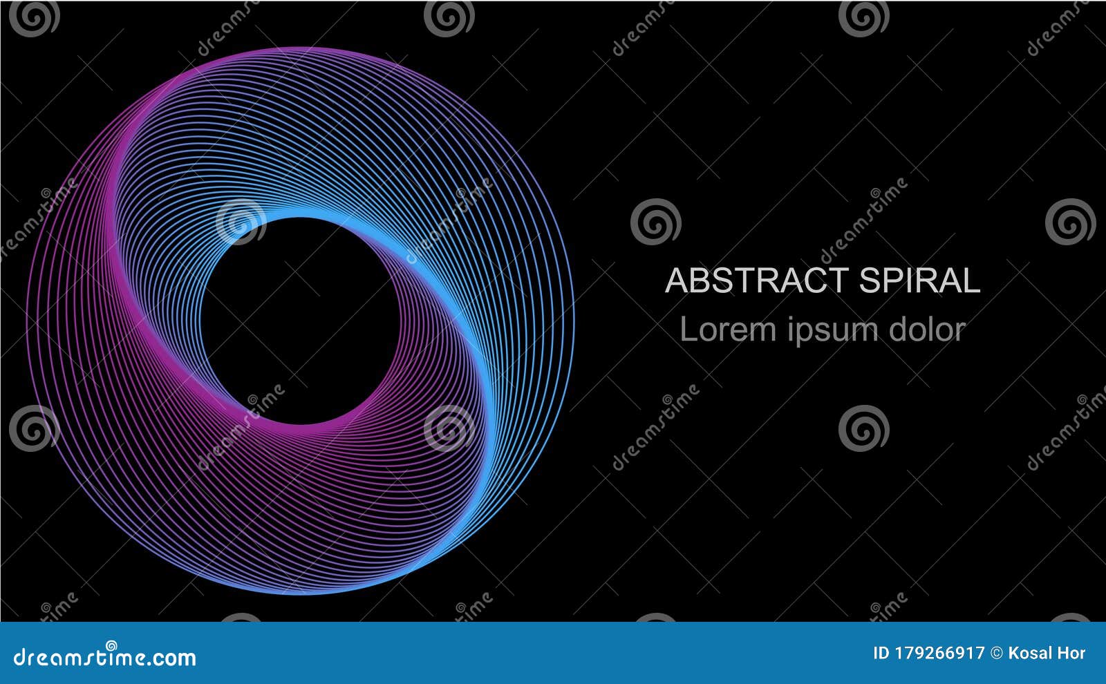 Abstract Background, Colourful Circle Geometry Spiral on Black Backdrop ...