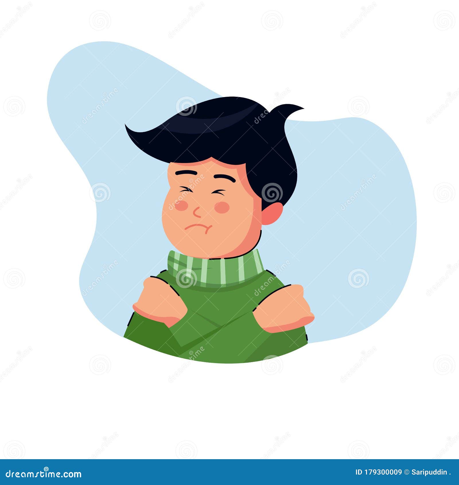 Boys or Man or People with Fever. Character Shivering in the Cold Stock ...