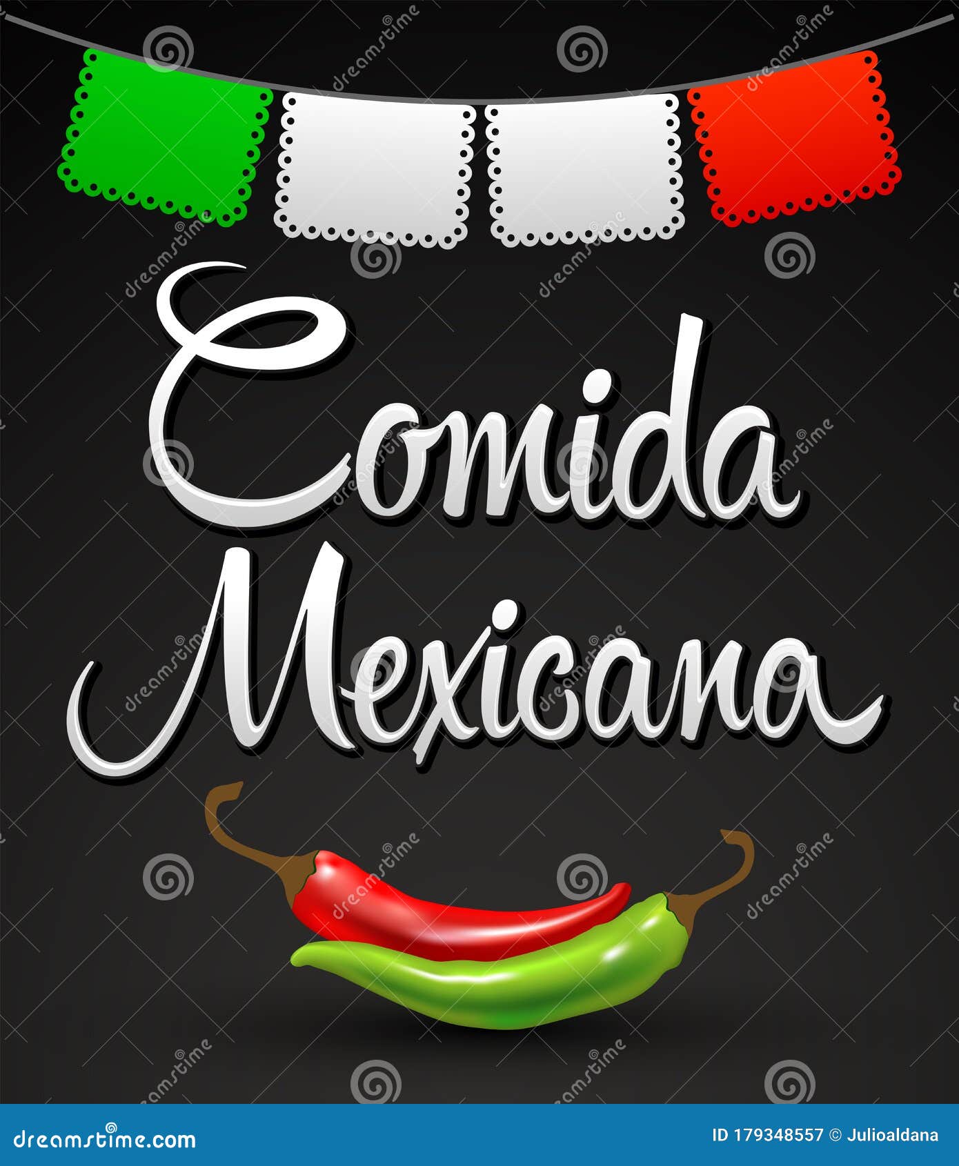Comida Mexicana, Mexican Food Spanish Text Vector Design. Stock Vector ...
