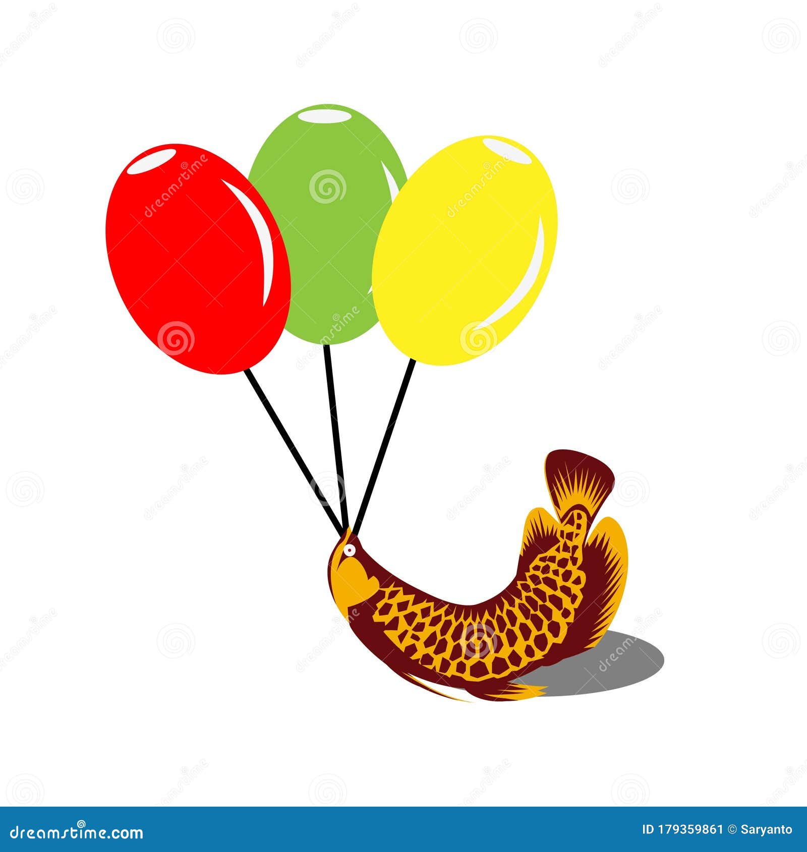 Arowana Fish Vector. Fish And Balloons. Vector Illustration On White ...