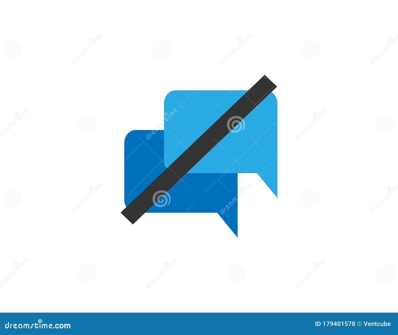 Chat Bubble Icon with Not Allowed Sign Chat Icon Vector Image Stock ...