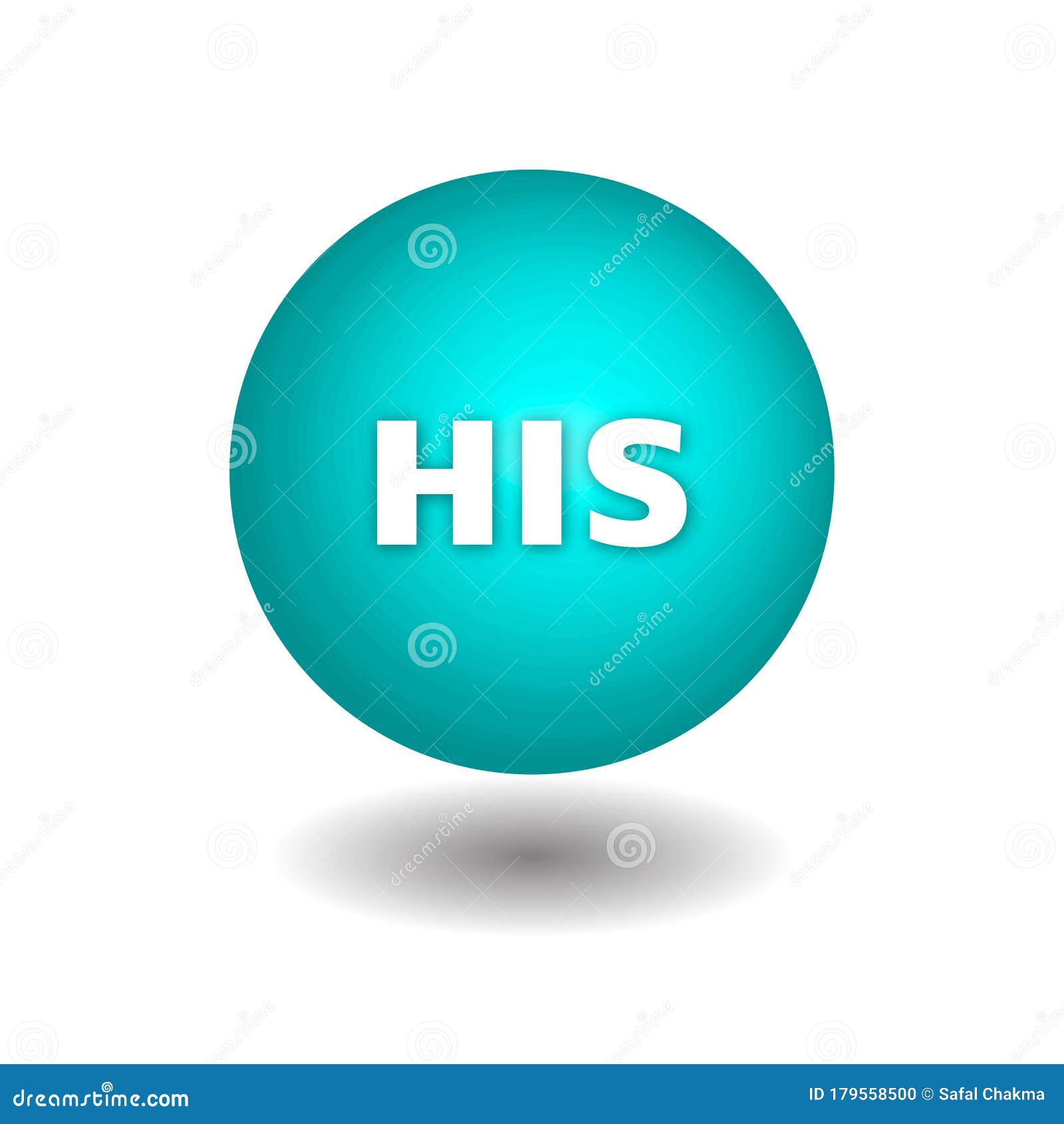 HIS on Blue Circle Isolated Vector Icons on White Background. Stock ...