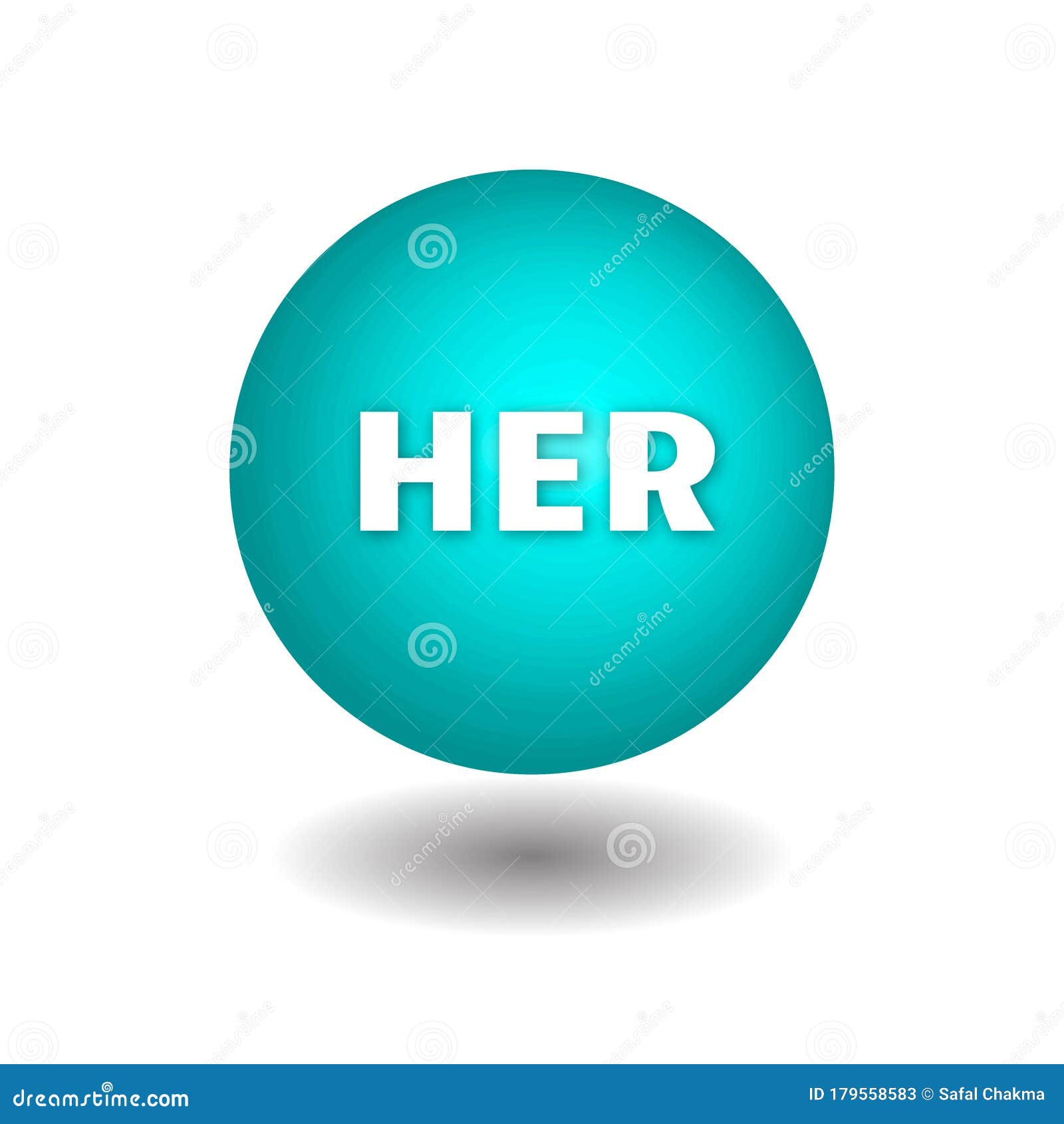 HER on Blue Circle Isolated Vector Icons on White Background. Stock ...