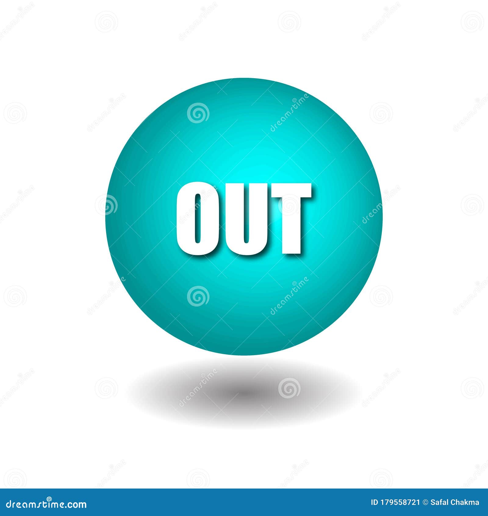 OUT on Blue Circle Isolated Vector Icons on White Background. Stock ...