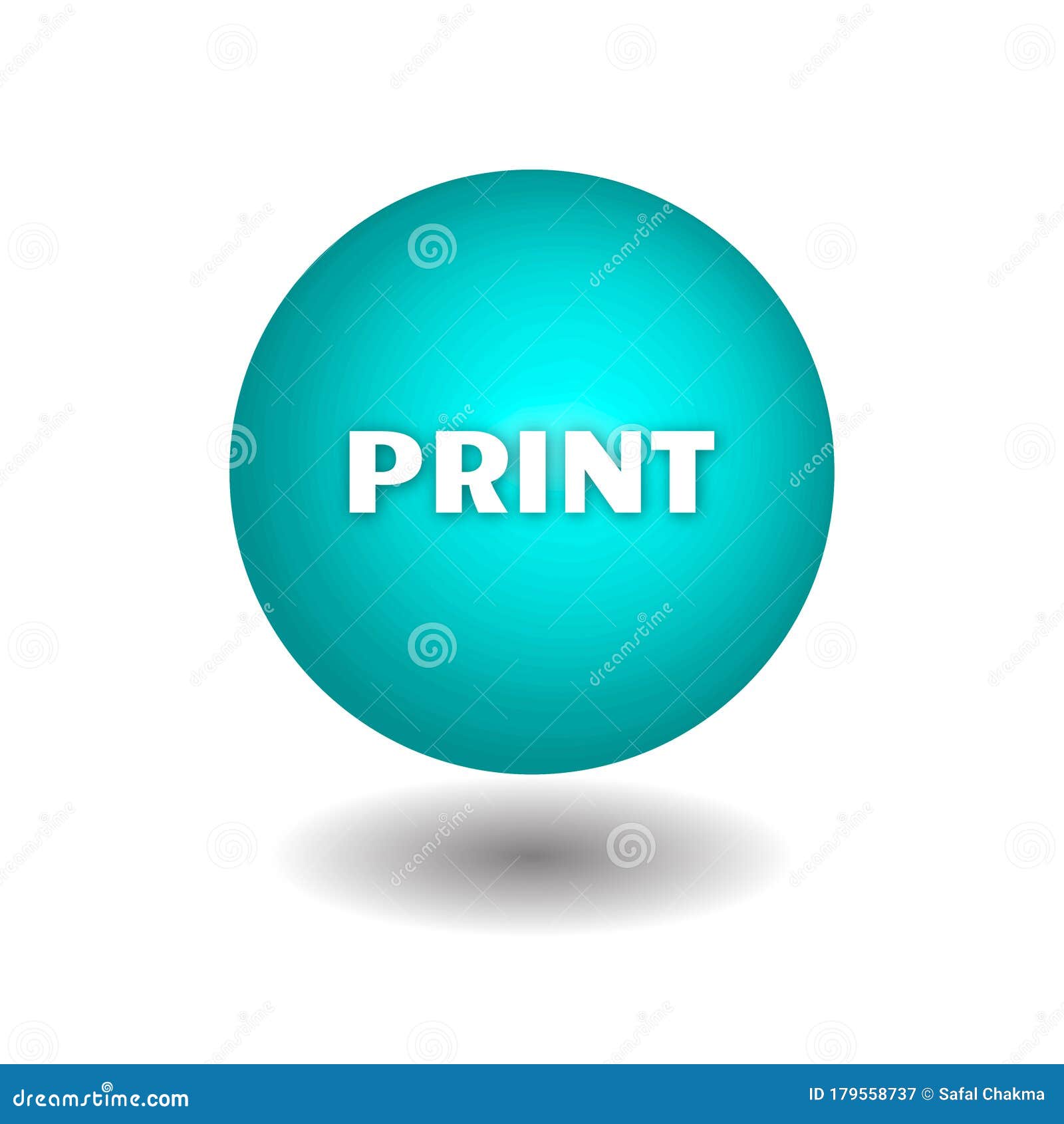 PRINT on Blue Circle Isolated Vector Icons on White Background. Stock ...