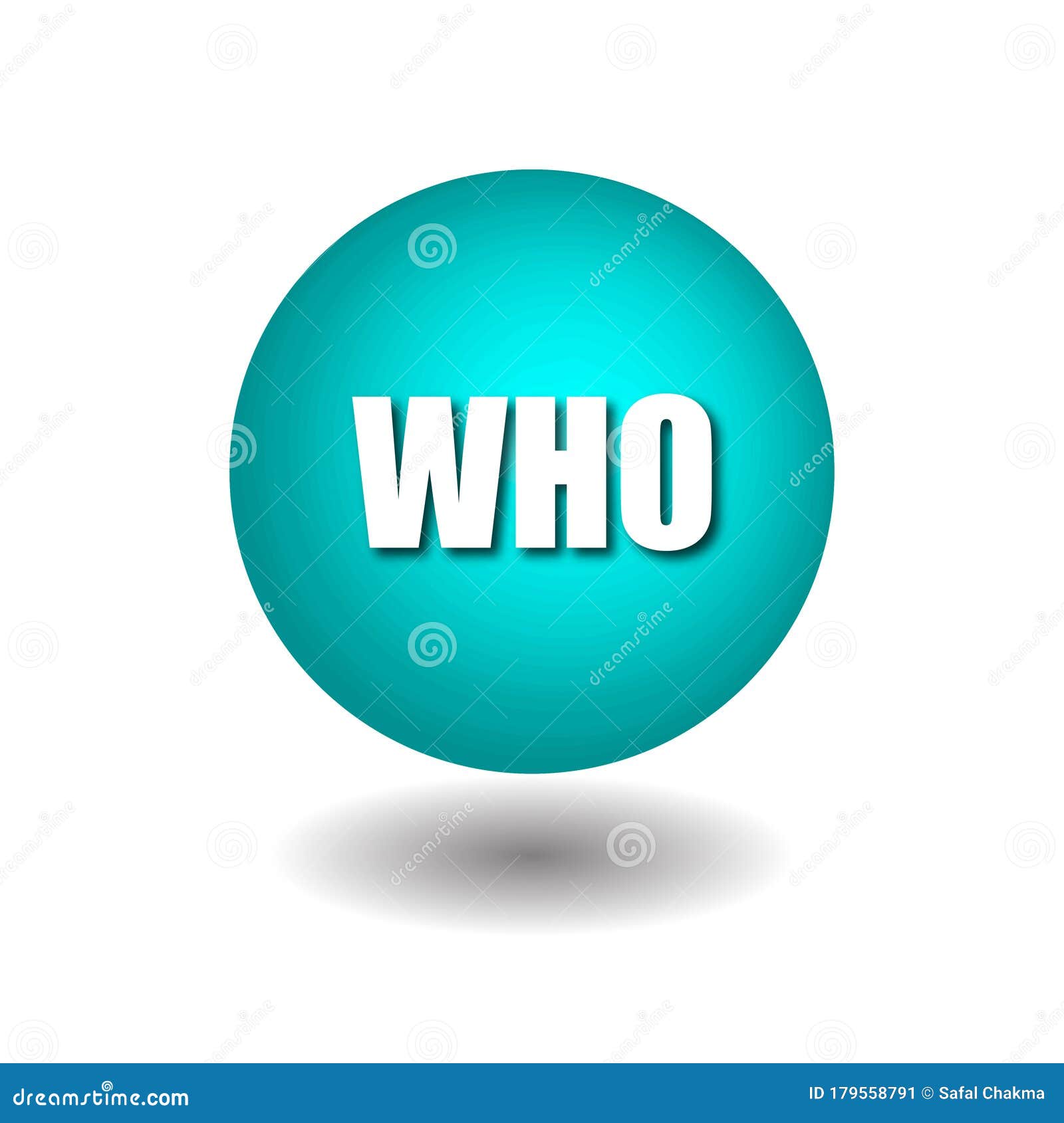WHO on Blue Circle Isolated Vector Icons on White Background. Stock ...