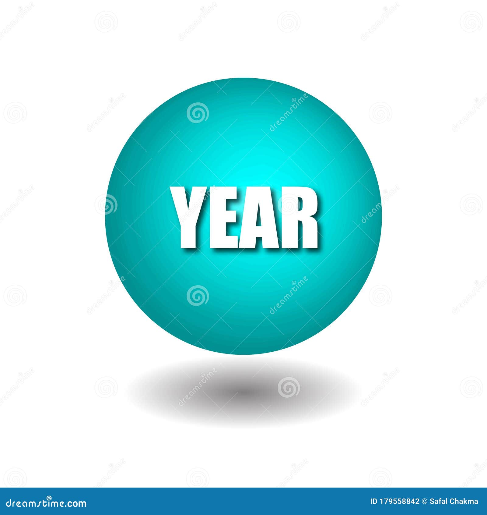 YEAR on Blue Circle Isolated Vector Icons on White Background. Stock ...