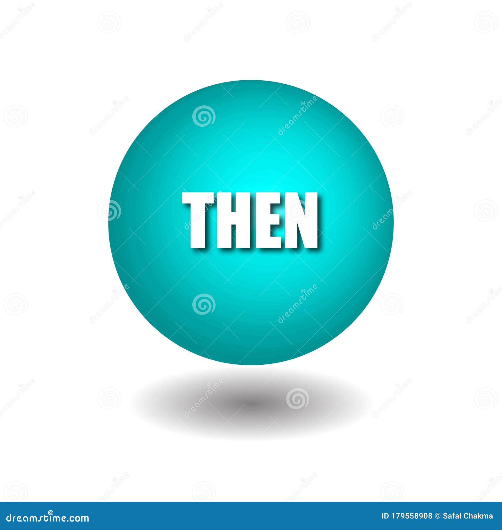 THEN on Blue Circle Isolated Vector Icons on White Background. Stock ...