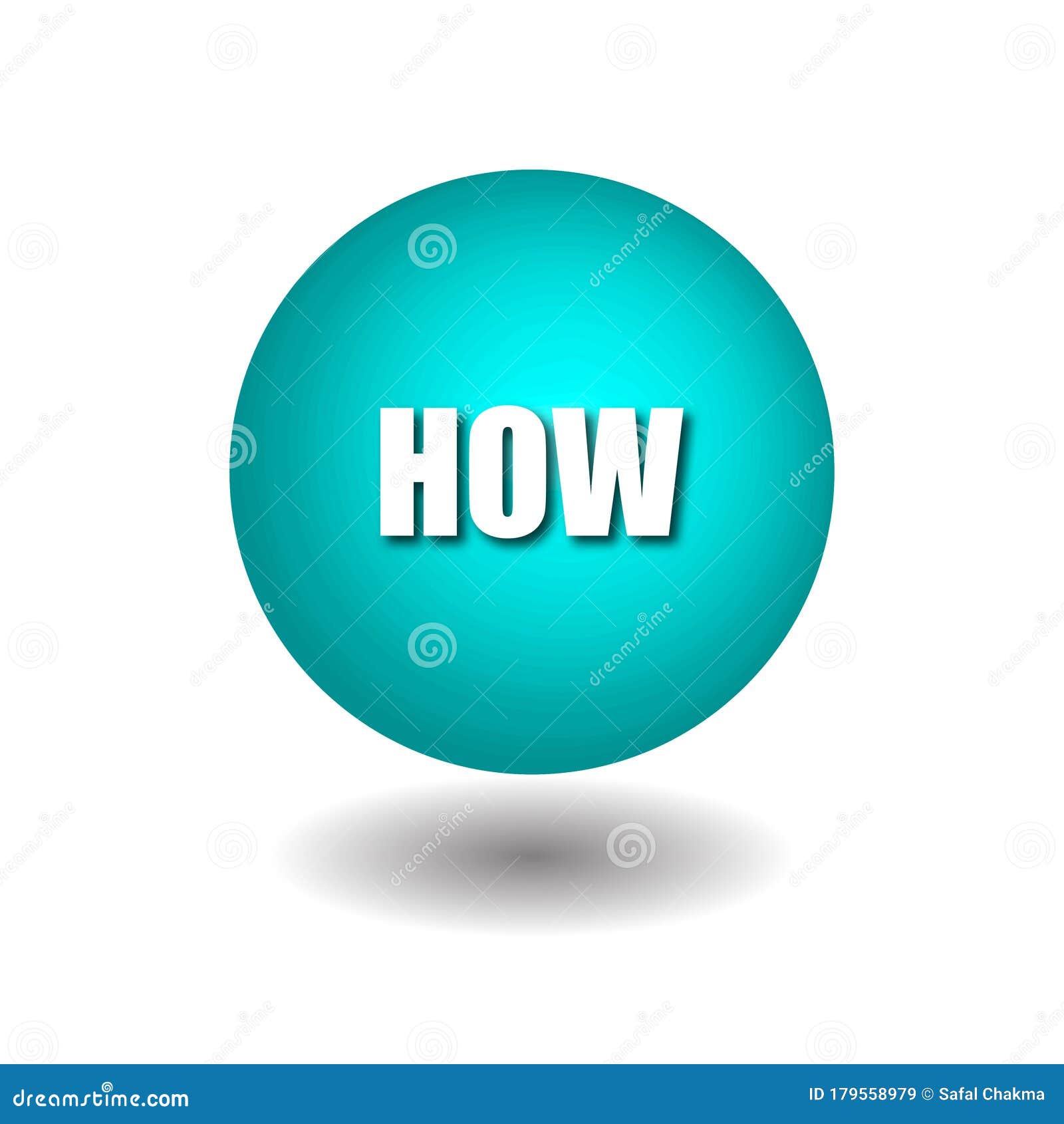 HOW on Blue Circle Isolated Vector Icons on White Background. Stock ...