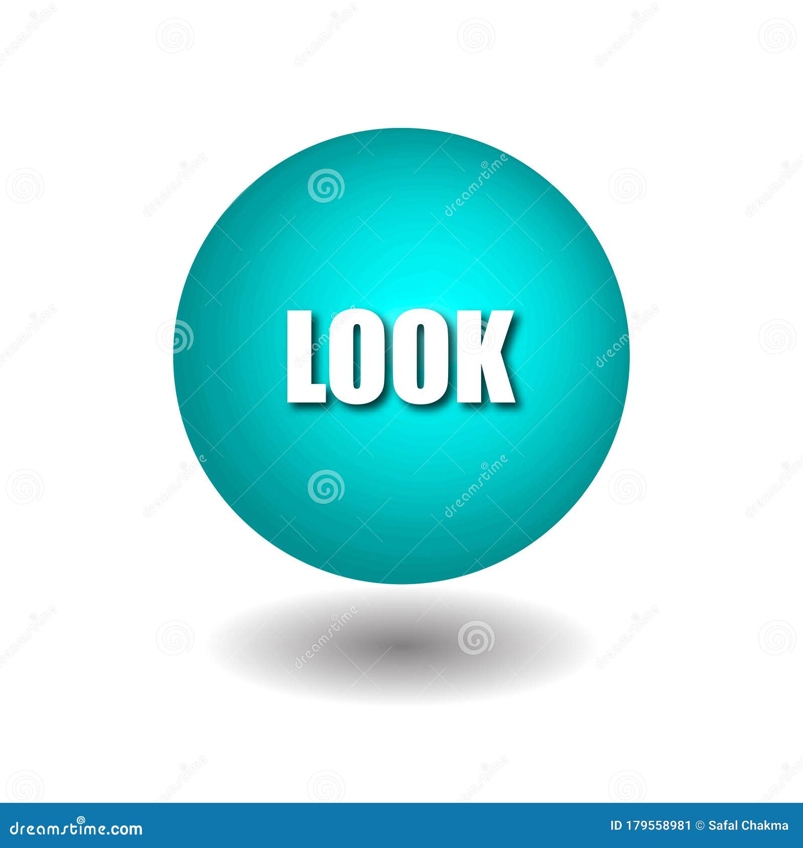 LOOK on Blue Circle Isolated Vector Icons on White Background. Stock ...
