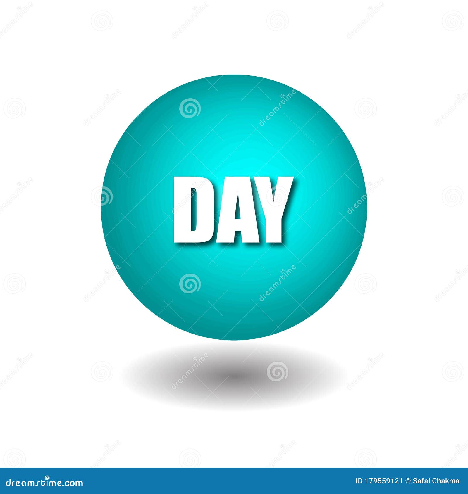 DAY on Blue Circle Isolated Vector Icons on White Background. Stock ...