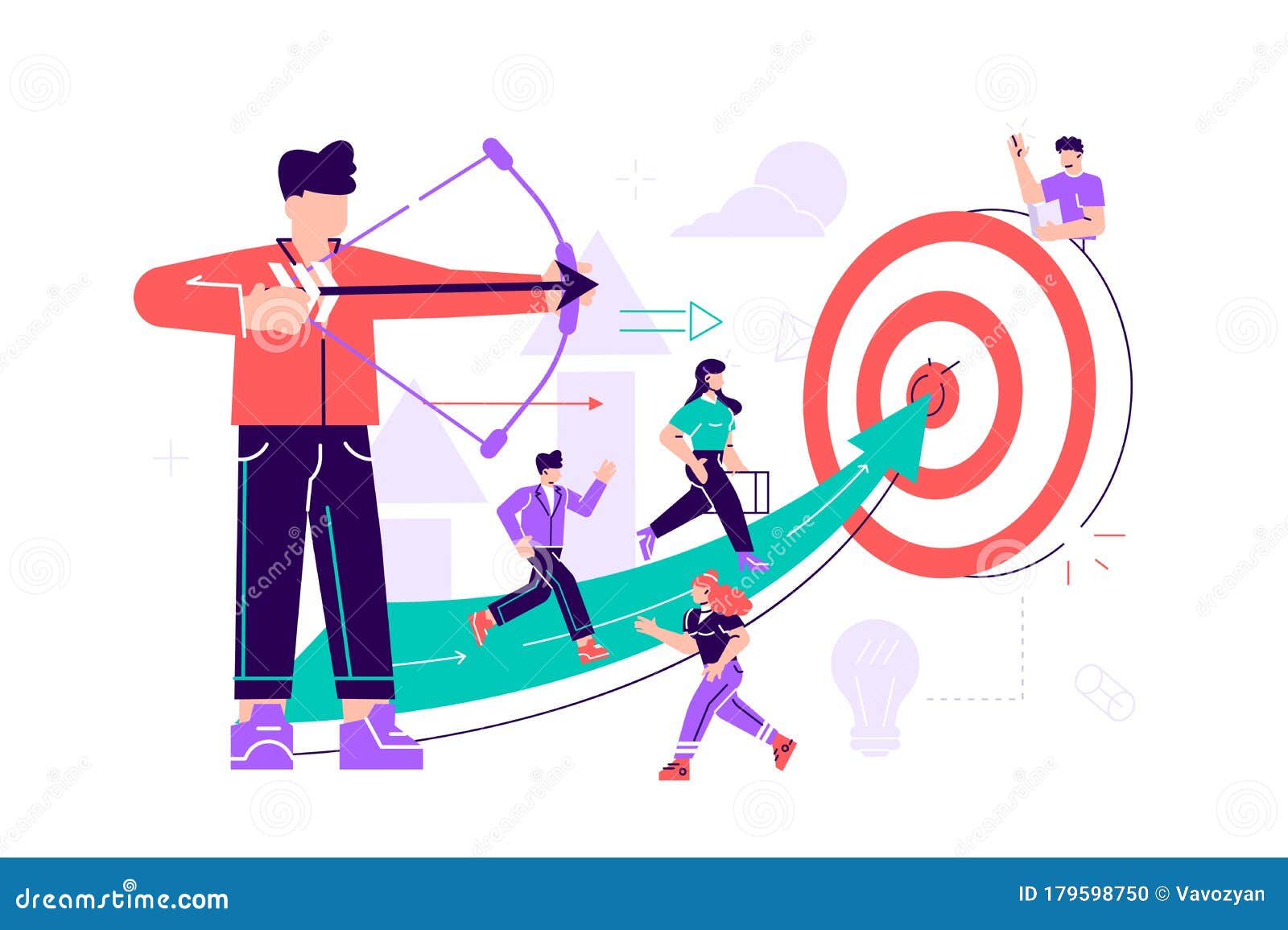 A Businessman Archer Aiming at a Target Stock Vector - Illustration of ...