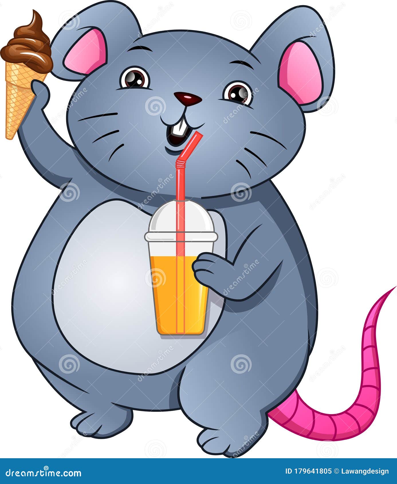 Cute Fat Mouse Eating and Drinking Stock Vector - Illustration of ...