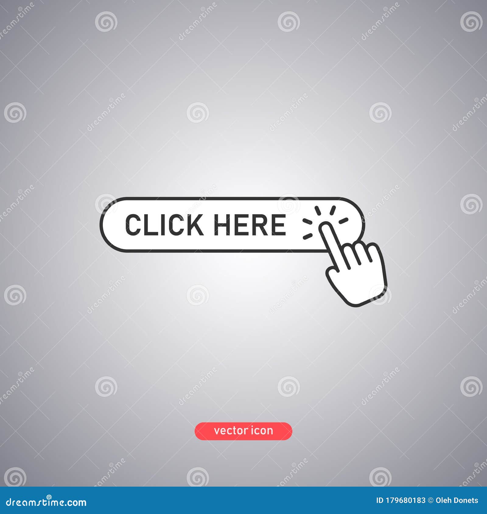 Click Here Button for Your Design Isolated on Gray Background. Line ...