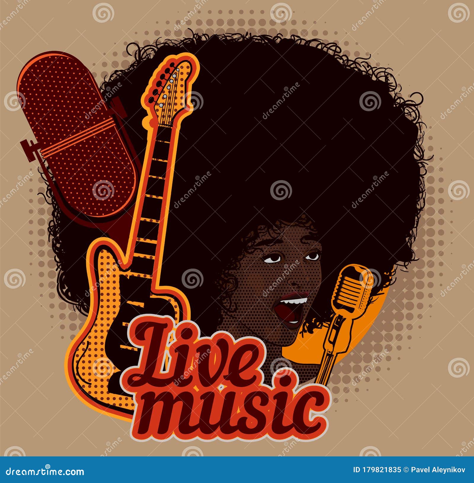 Woman Soul Singer. Afro Hairstyle. Vector Image. Jazz and Blues Music ...