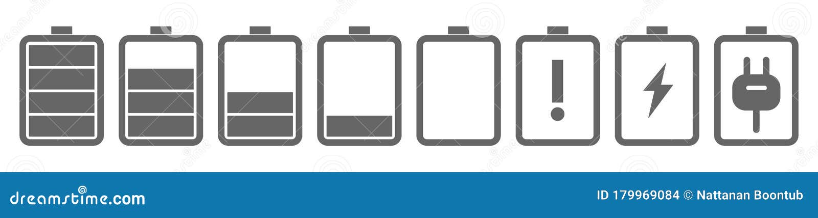 Set of Battery Icon, for Design, Vector. Stock Vector - Illustration of ...