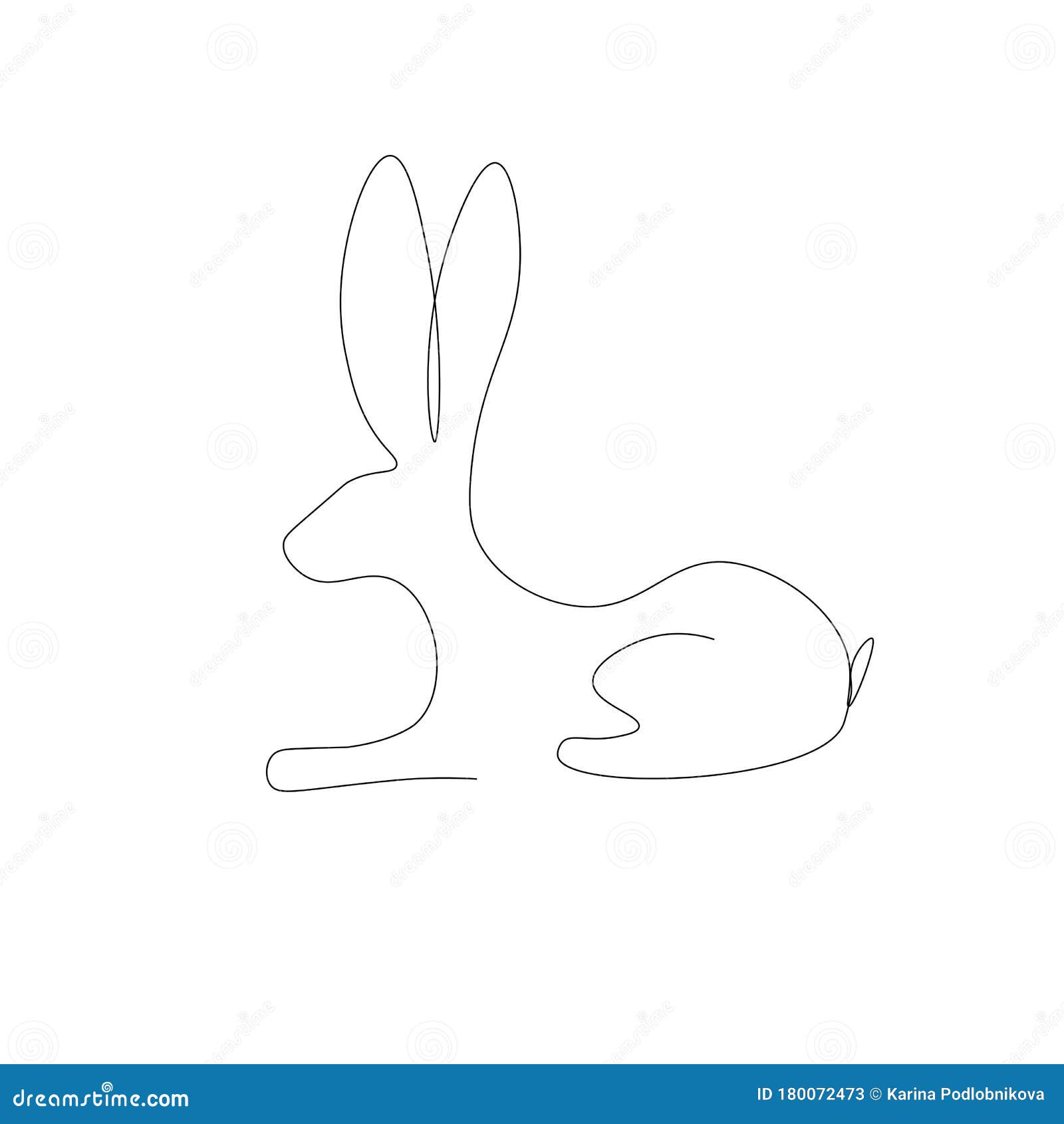 Bunny Line Drawing. Farm Animal Silhouette Vector Stock Vector ...