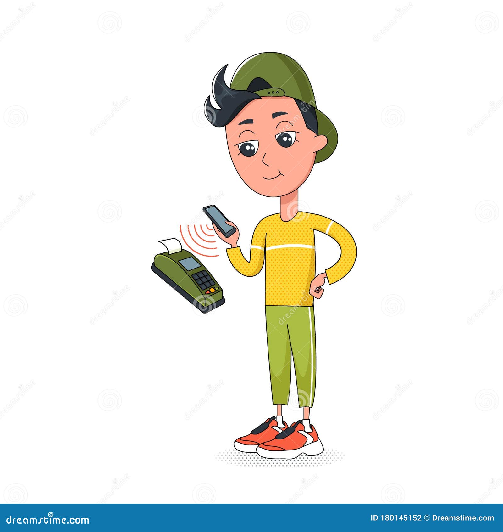 Teenager Pays with Nfc Chip Technology Stock Vector - Illustration of ...