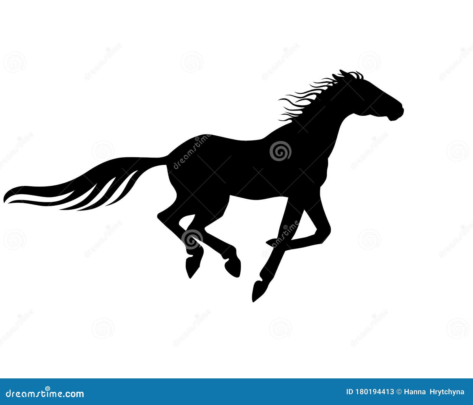 Horse. Vector Black Silhouette of a Galloping Horse - Sign for a ...